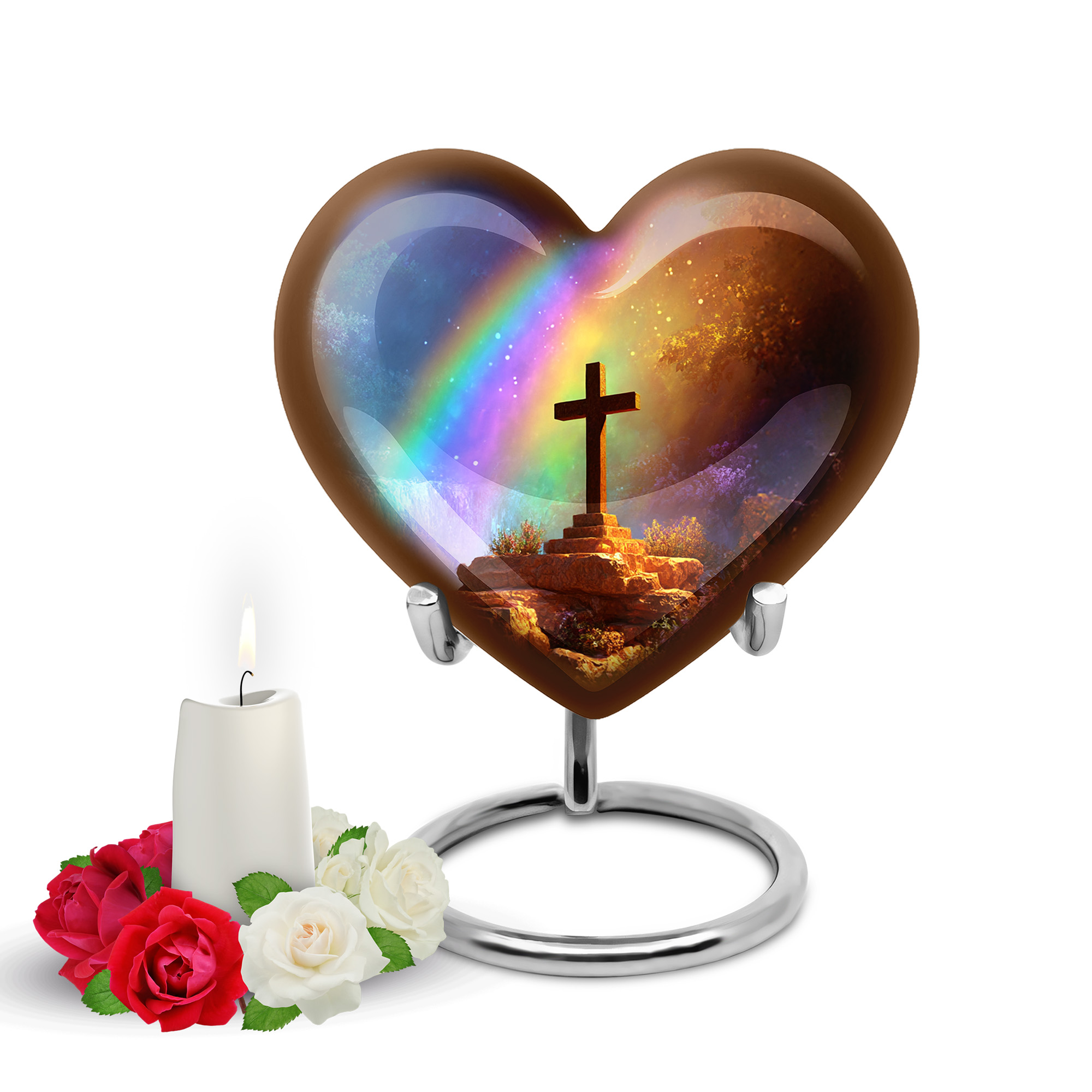 Yatskia Cross with Rainbow Waterfall Little Funeral Keepsake Urns for ...