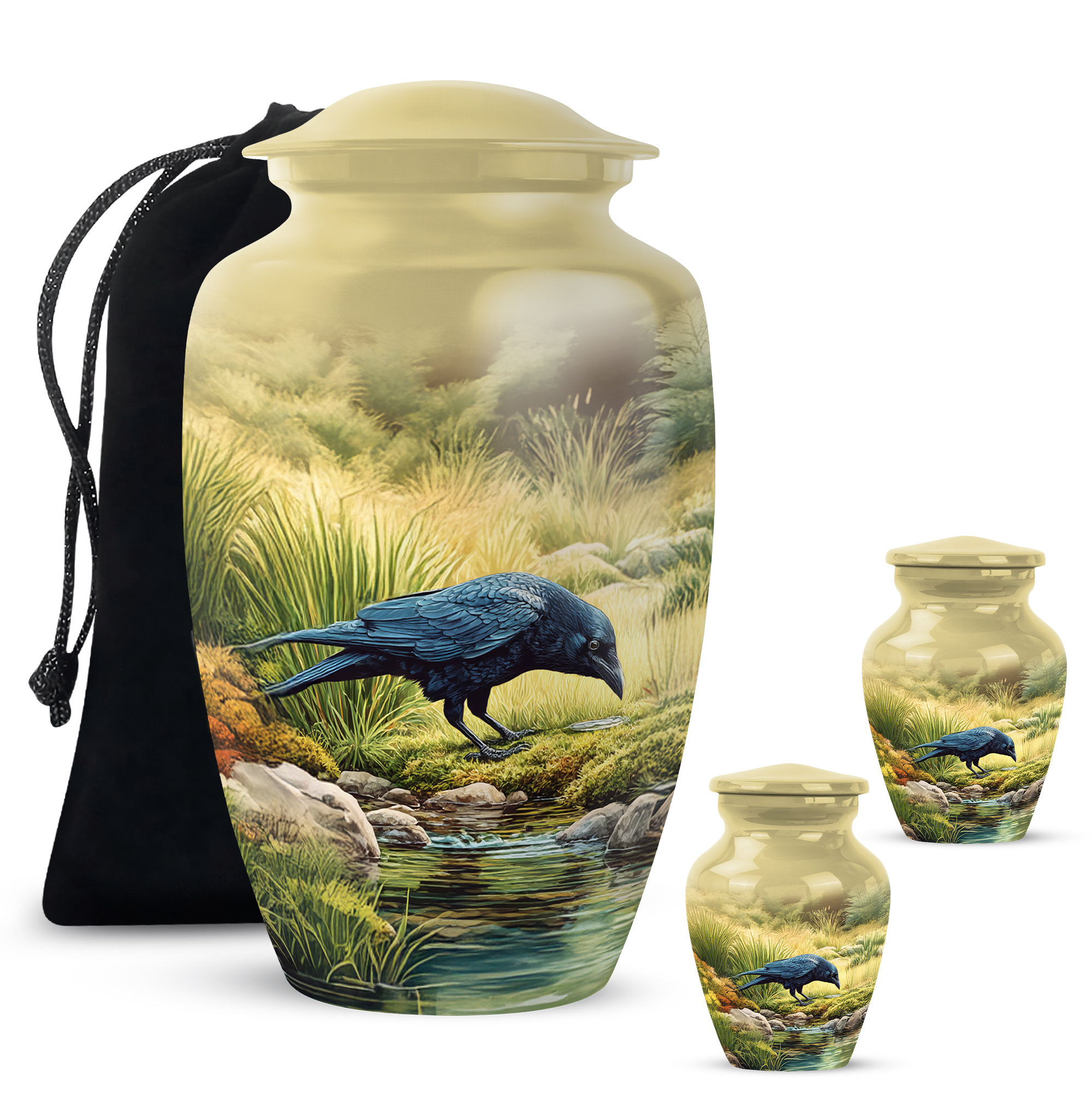 Yatskia Crow Large Burial Urns for Human Ashes Adult, Decorative Small ...