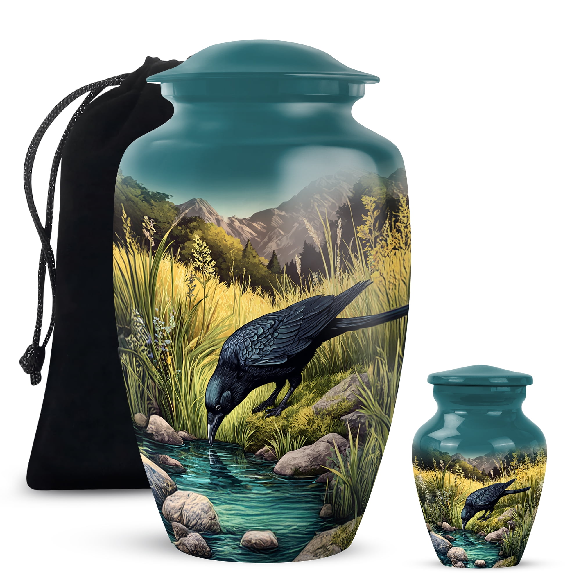 Yatskia Crow Mini Funeral Keepsake Urns for Human Ashes Adult, Large ...