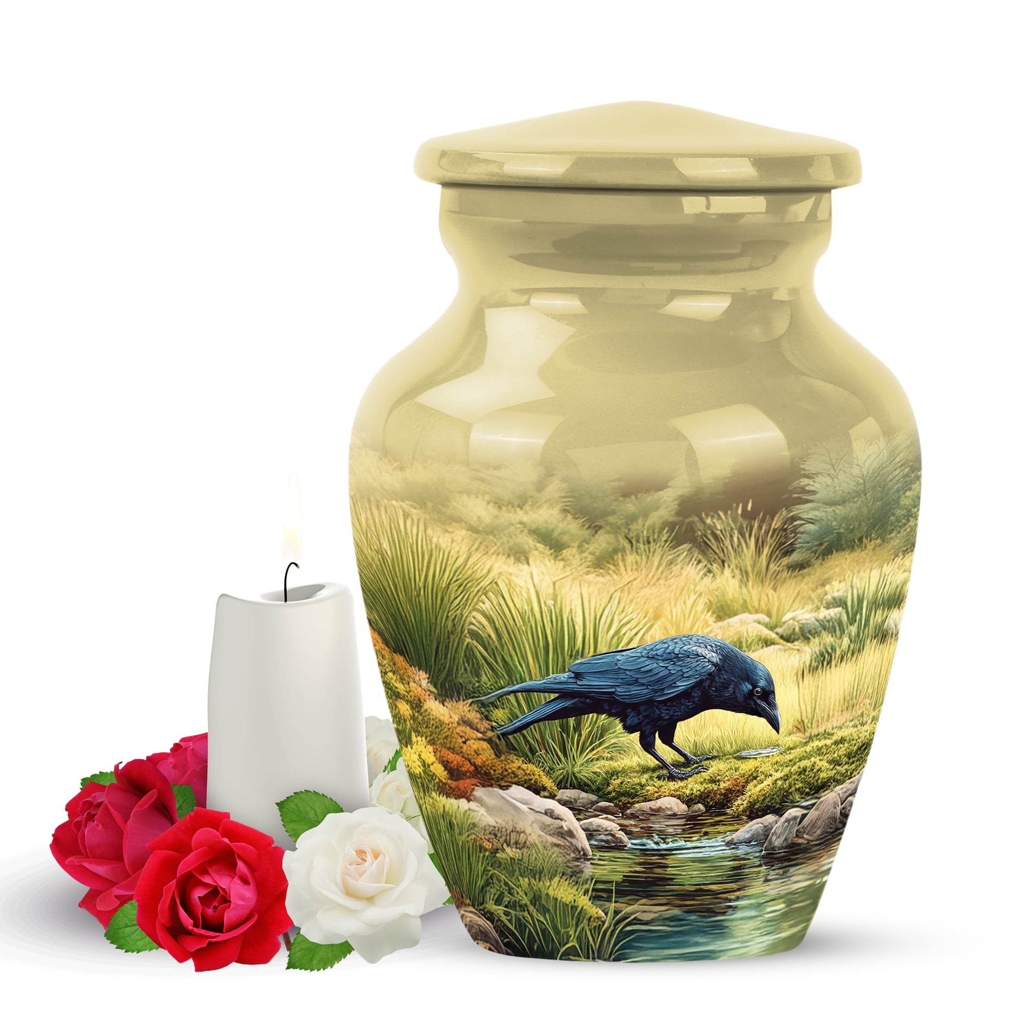 Yatskia Crow Small Memorial Keepsake Urn for Ashes Adult Male and ...