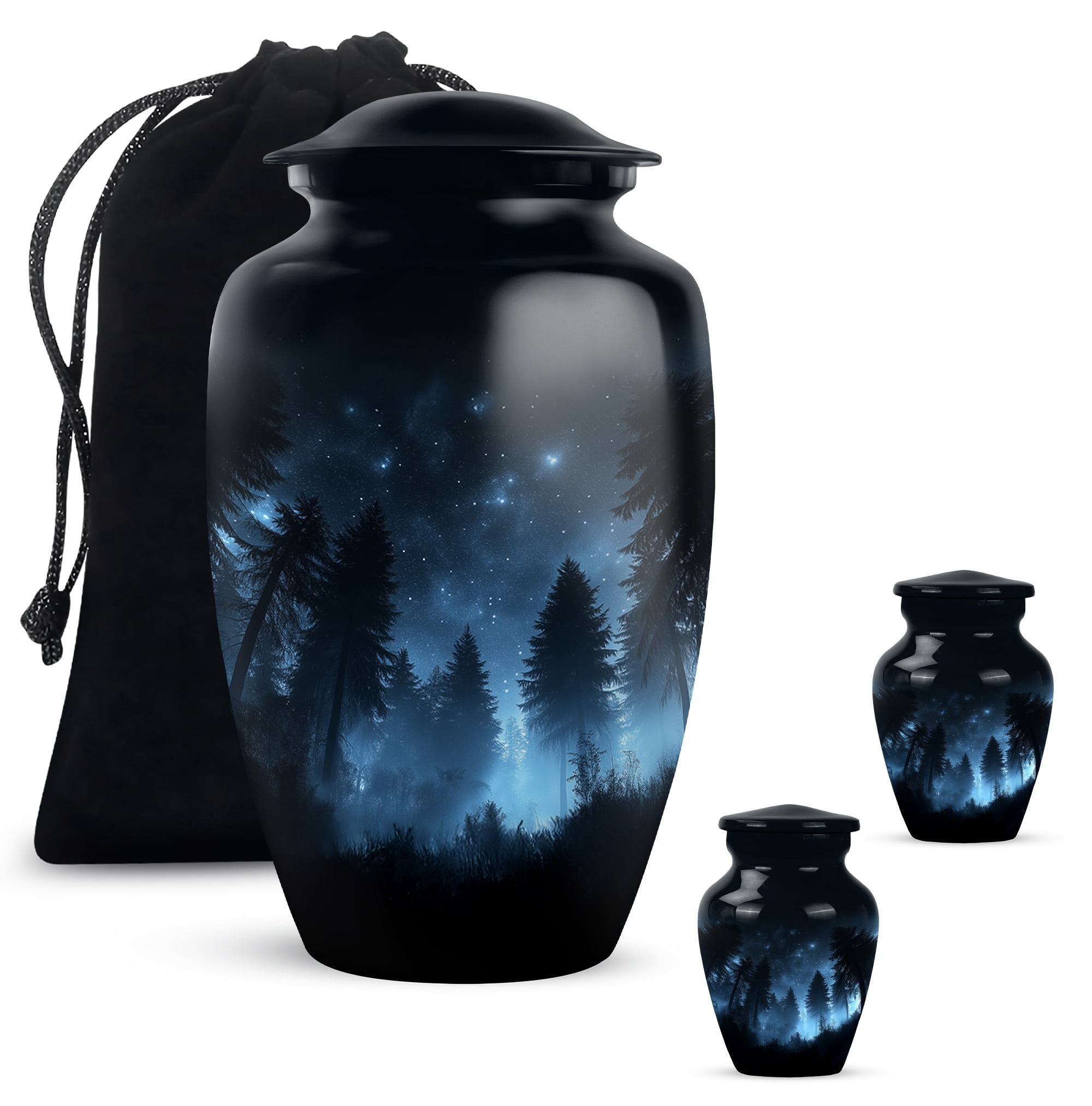 Yatskia Dark Forest Large Funeral Blue Urns for Ashes Adult Mom, Small ...