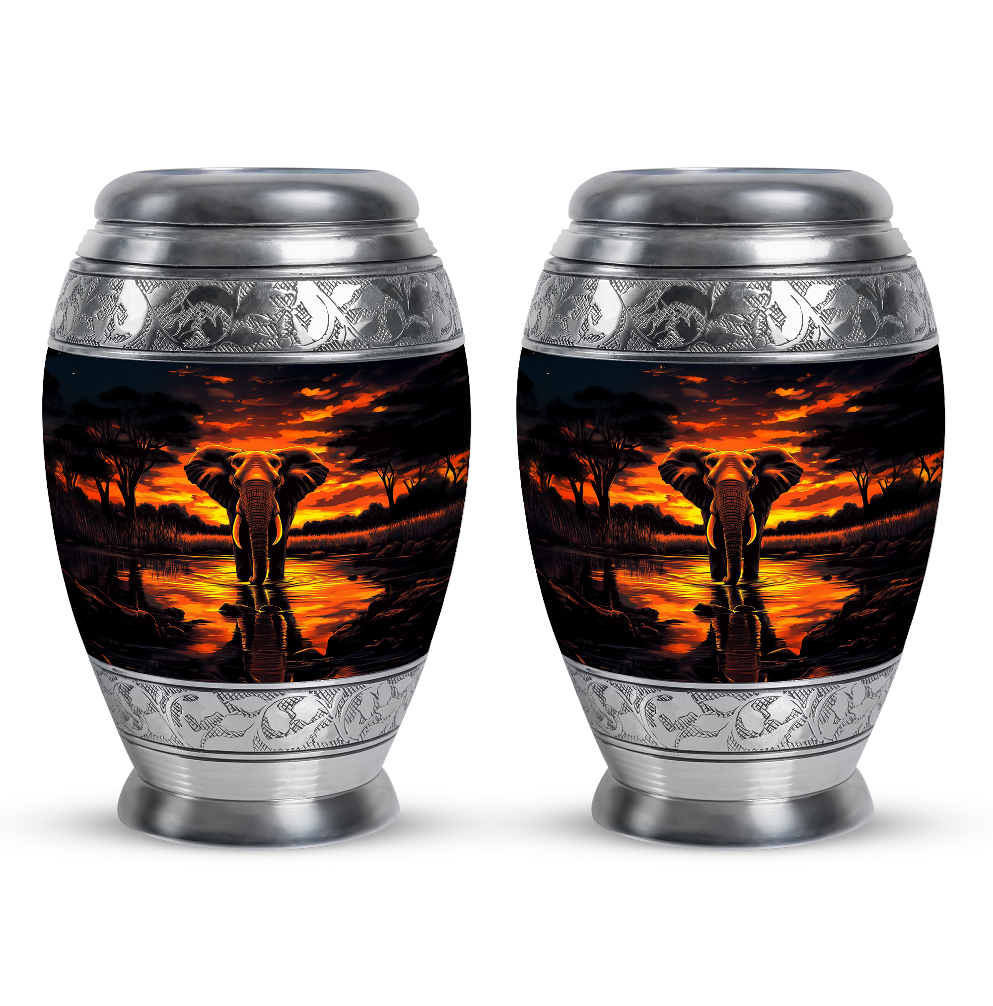 Yatskia Elephant At Dusk Urns For Human Ashes Adult Female & Male, Mini ...