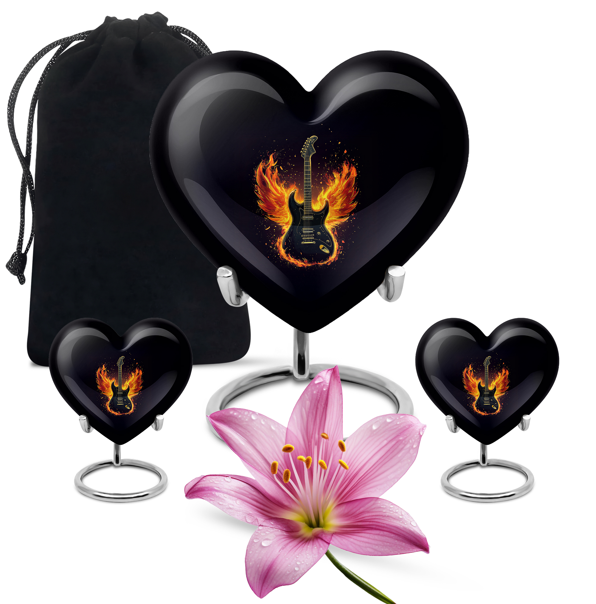 Yatskia Flaming Angel Wings Guitar Decorative Mini Memorial Keepsake ...