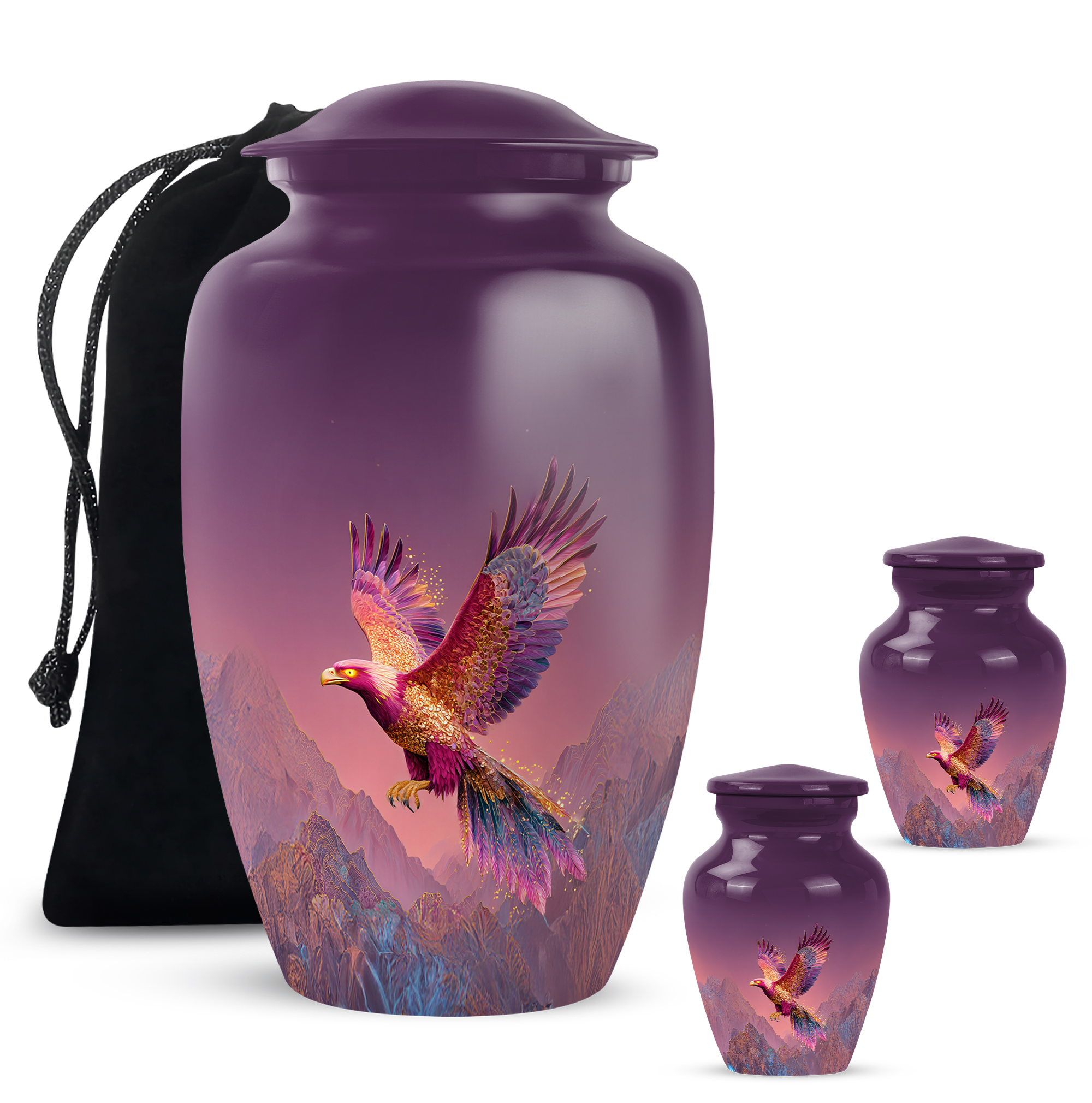 Yatskia Flying Colorful Phoenix Mini Memorial Keepsake Urns for Human ...