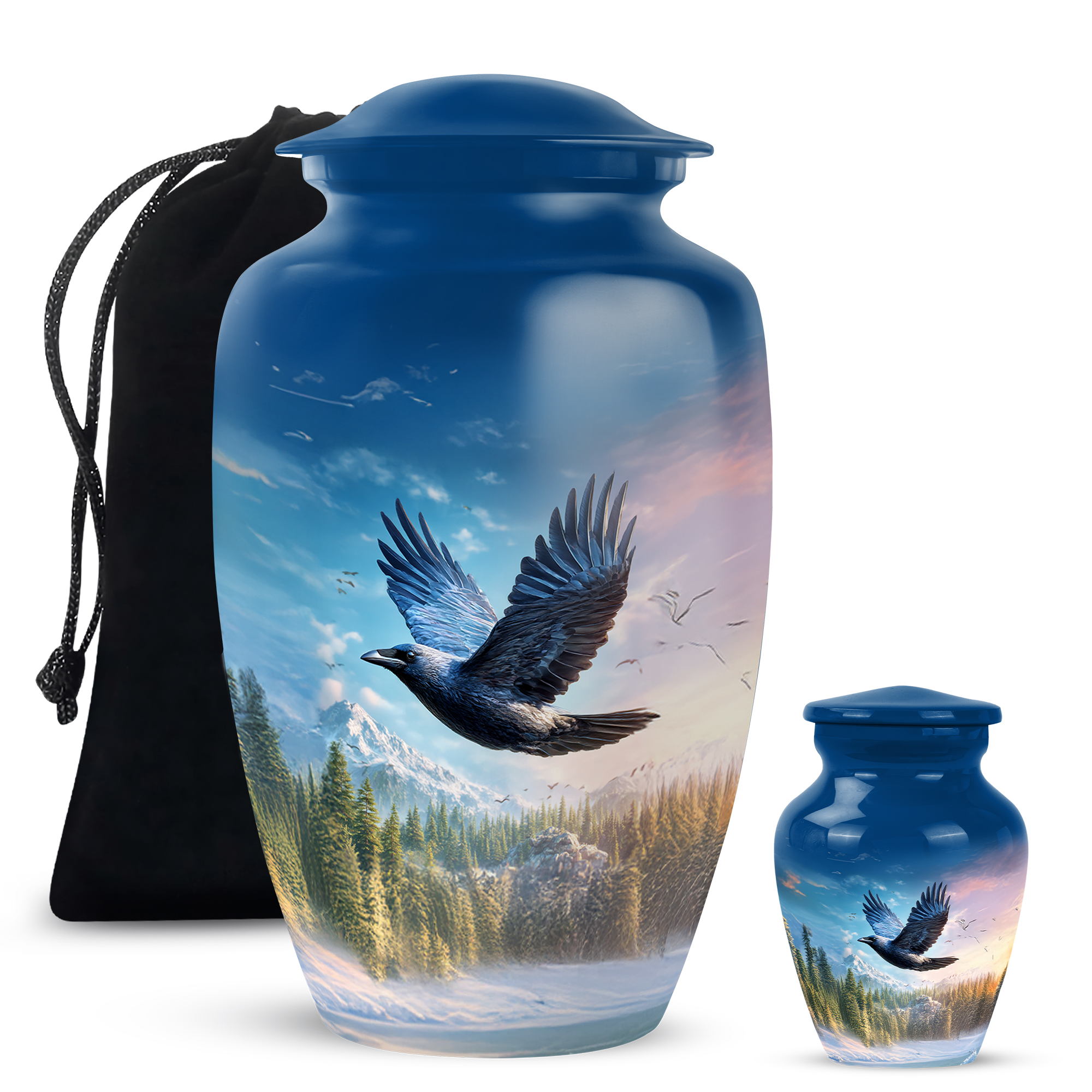 Yatskia Flying Crow Small Memorial Keepsake Urn for Human Ashes Adult ...