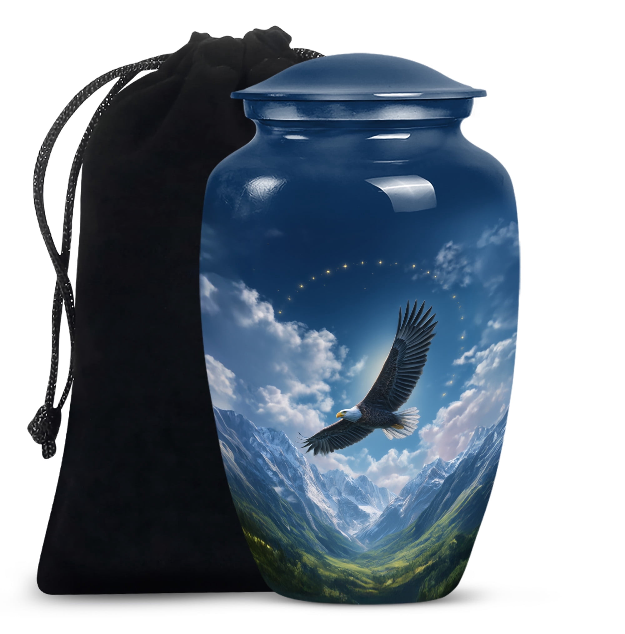 Yatskia Flying Eagle Urns for Human Ashes Adult Man, Blue Funeral Urns ...