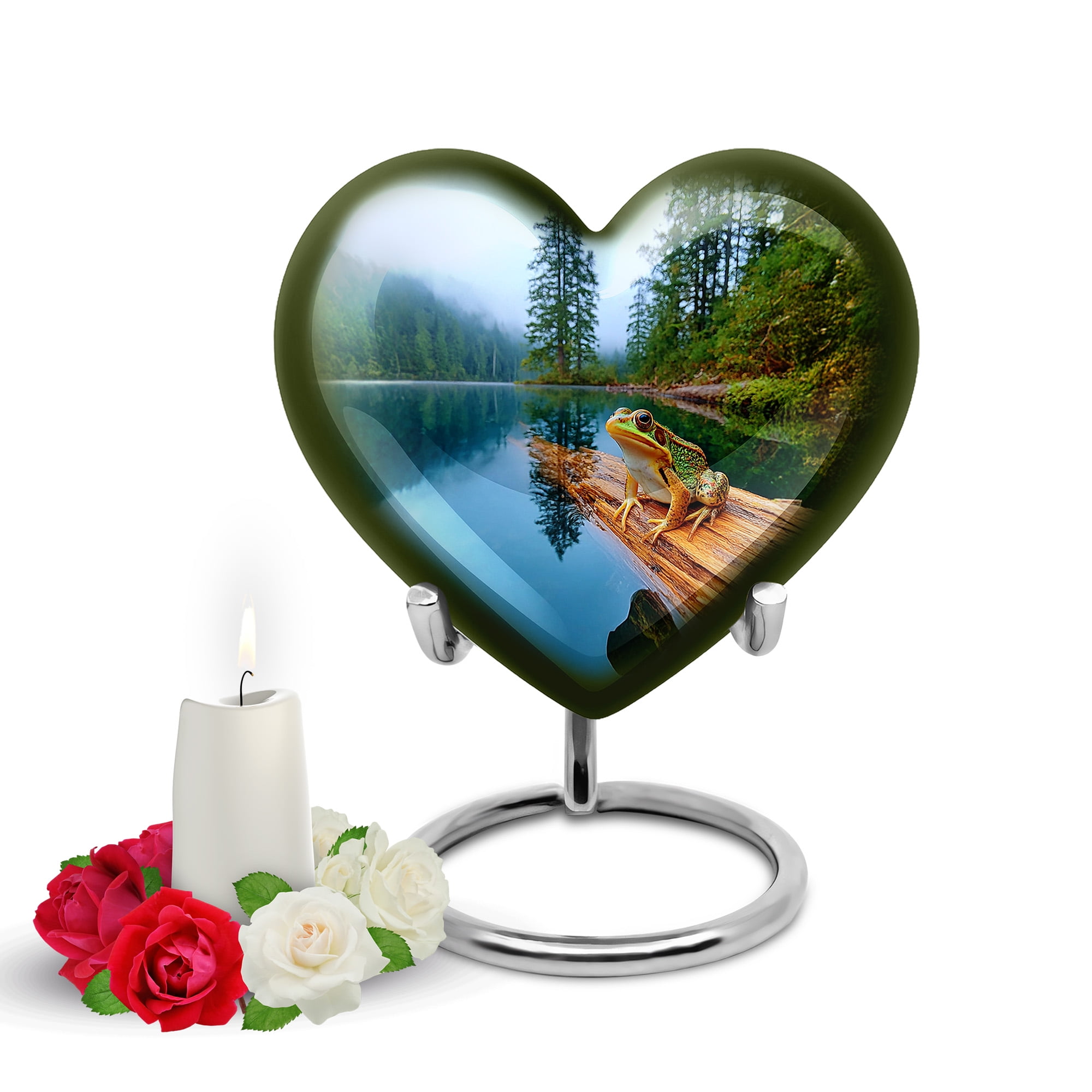 Yatskia Frog with Pond Mini Memorial Keepsake Urn for Ashes Adult ...