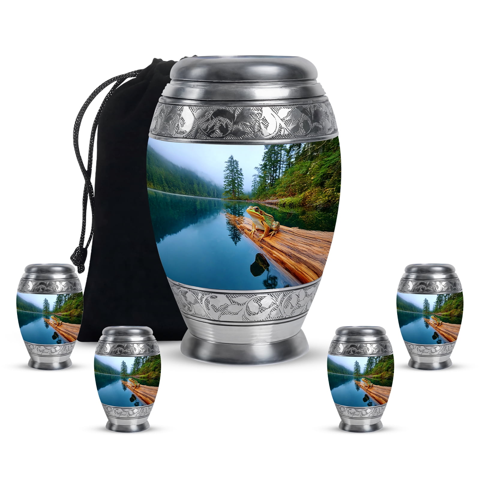 Yatskia Frog with Pond Mini Memorial Keepsake Urns for Human Ashes ...