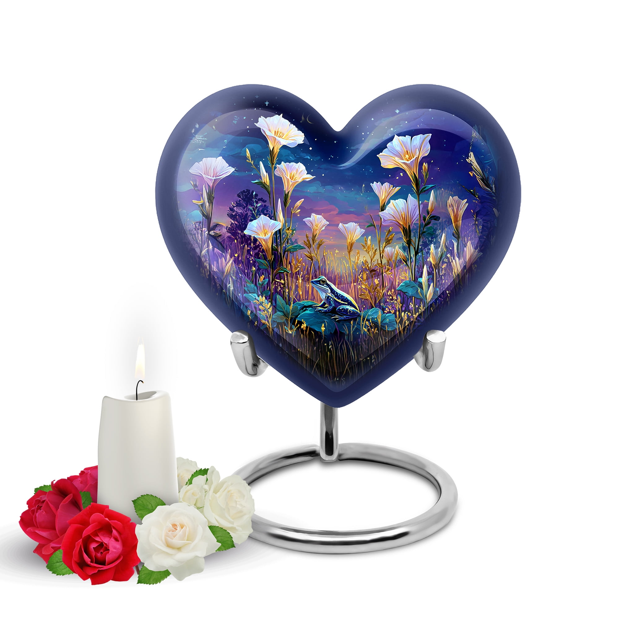 Yatskia Frog with Tulip Flowers Small Funeral Keepsake Urn for Ashes ...