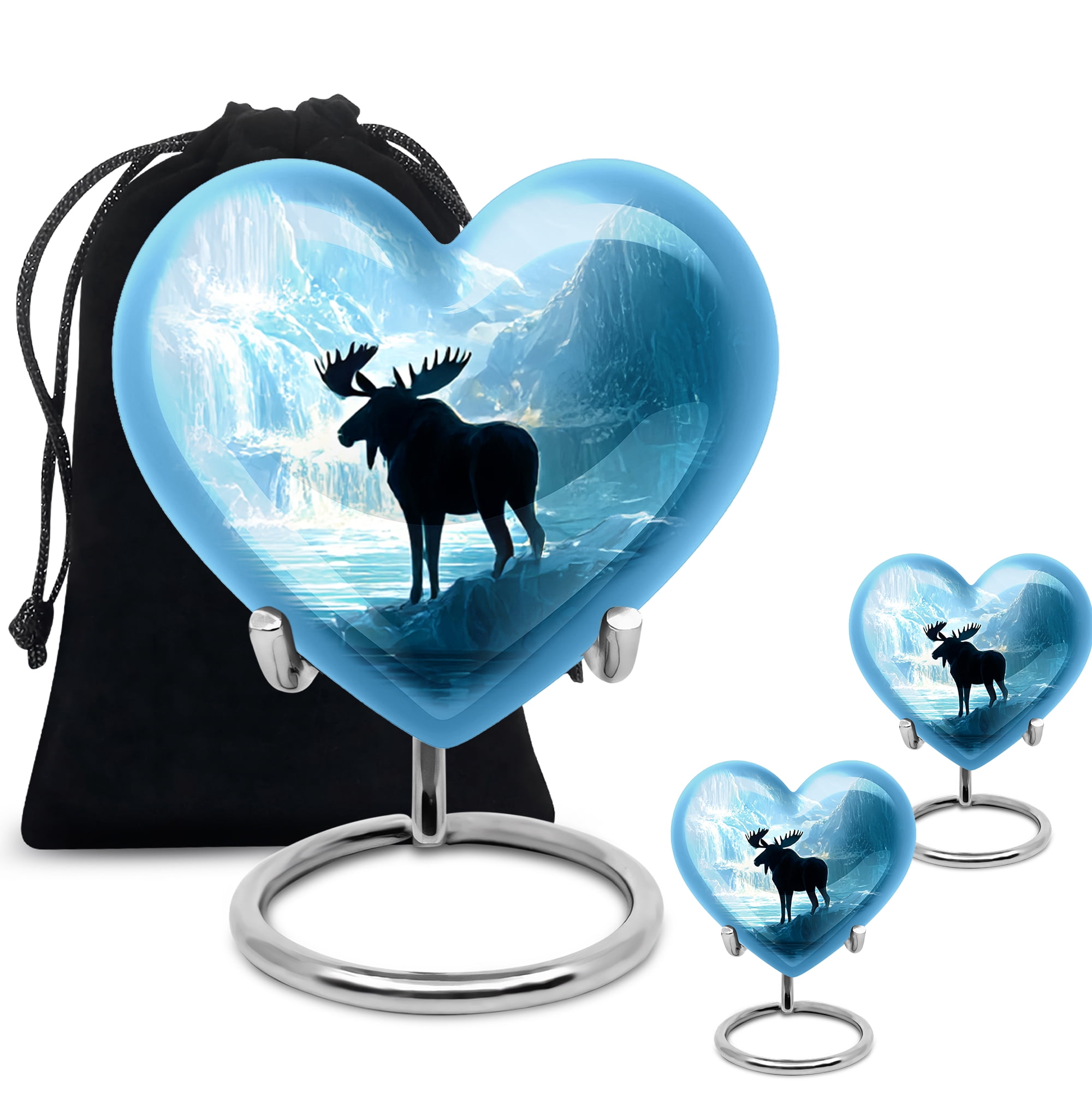 Yatskia Frozen Wilderness Moose Mini Memorial Urn for Adult Ashes Mom ...