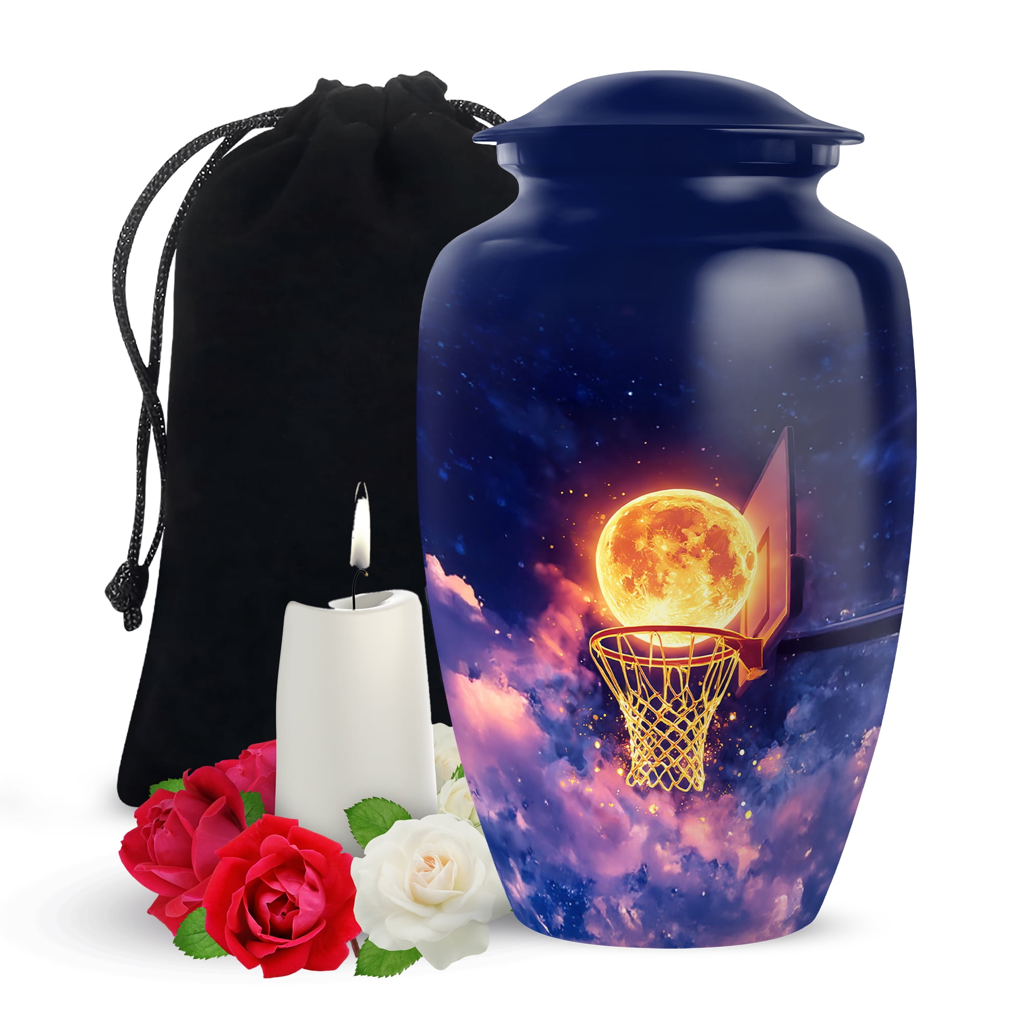 Yatskia Full Moon Basketball Purple Large Funeral Urns for Human Ashes Adult Mother and Father ...