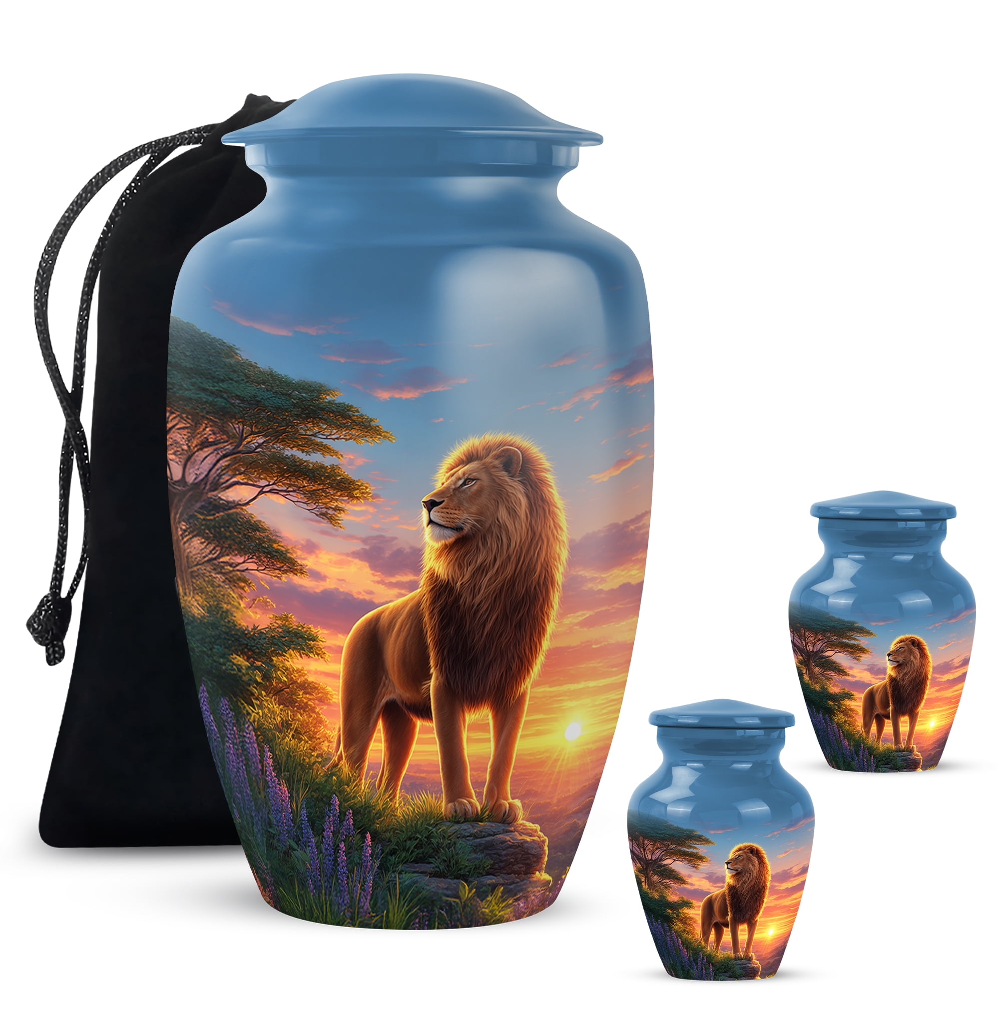 Yatskia Golden Savanna Lion Decorative Small Urns for Human Ashes Keepsake Adult Brother and ...