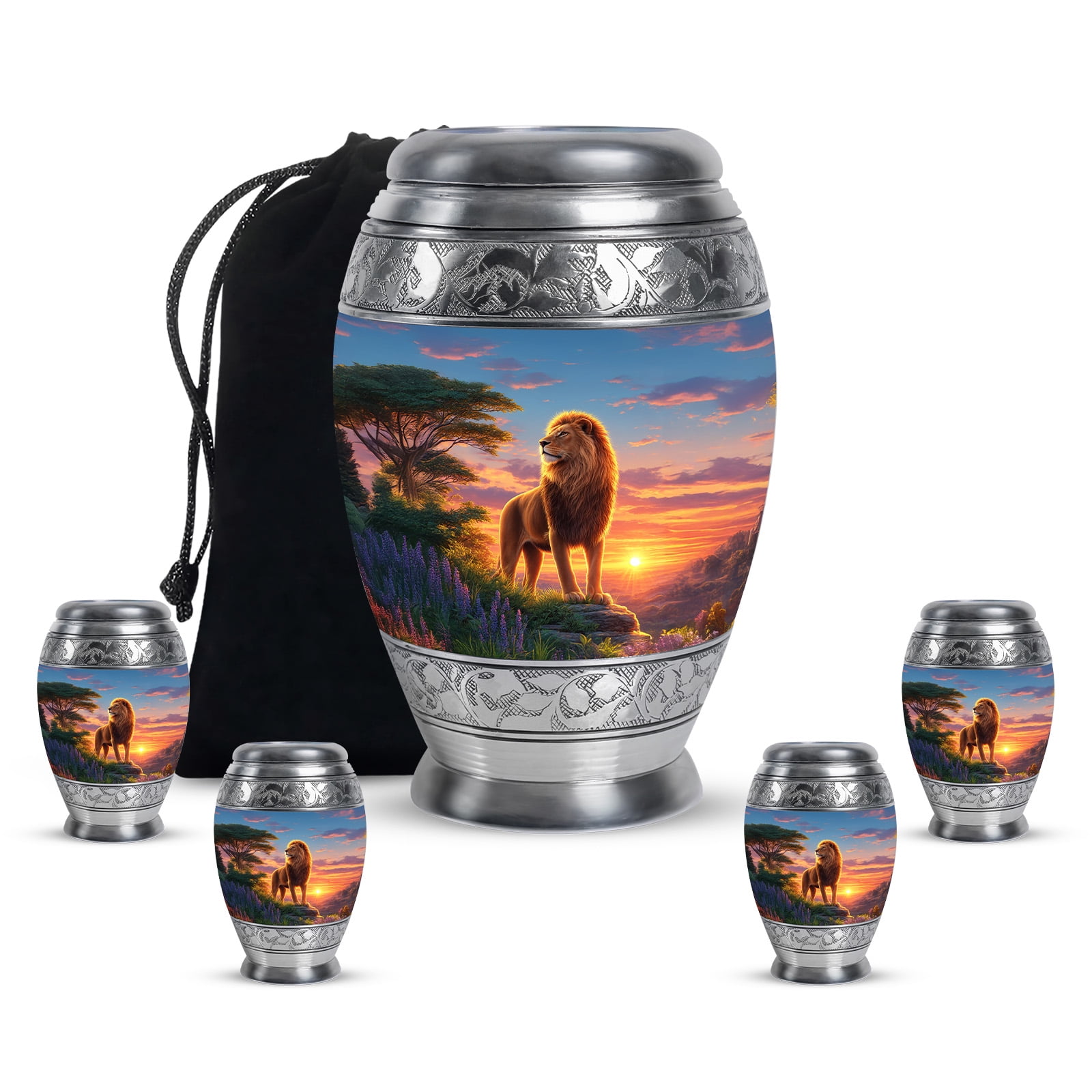 Yatskia Golden Savanna Lion Mini Funeral Urn for Adult Ashes Mother and ...