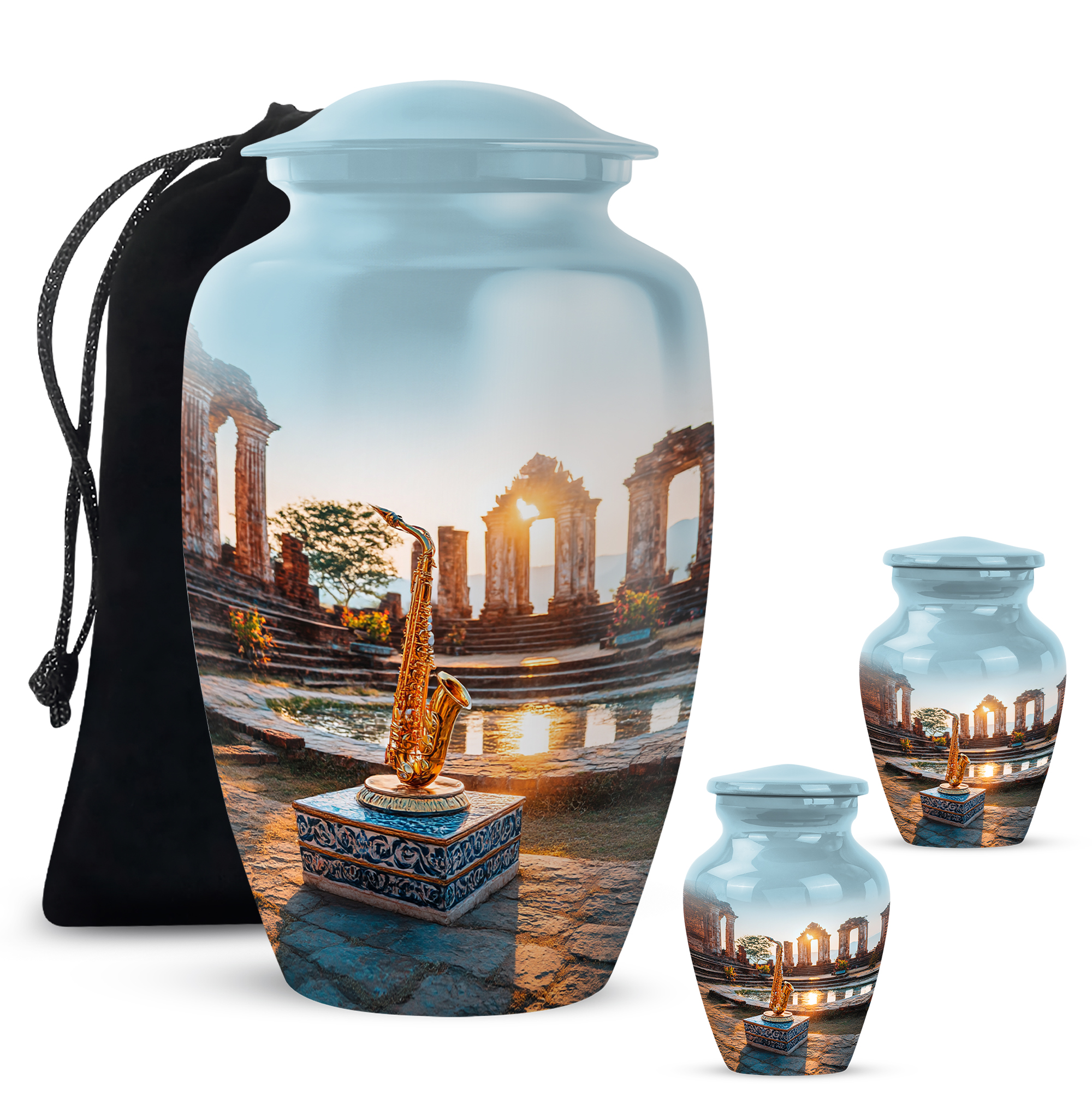 Yatskia Golden Saxophone Little Funeral Keepsake Urns for Human Ashes ...