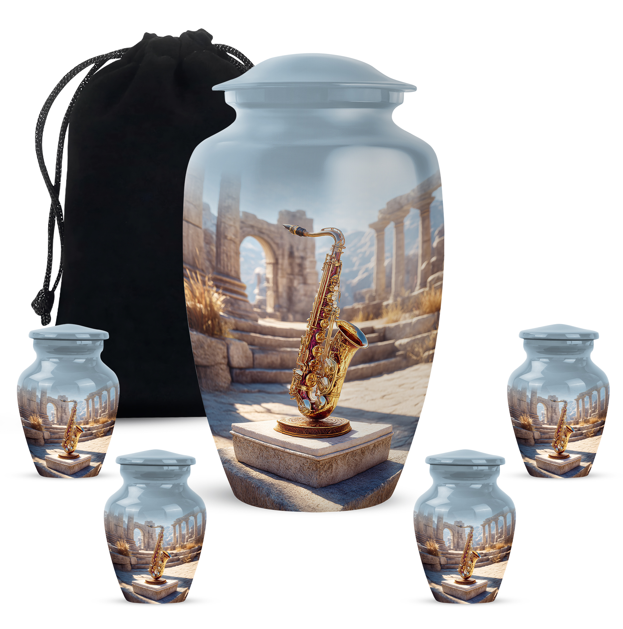 Yatskia Golden Saxophone Little Funeral Keepsake Urns for Human Ashes ...