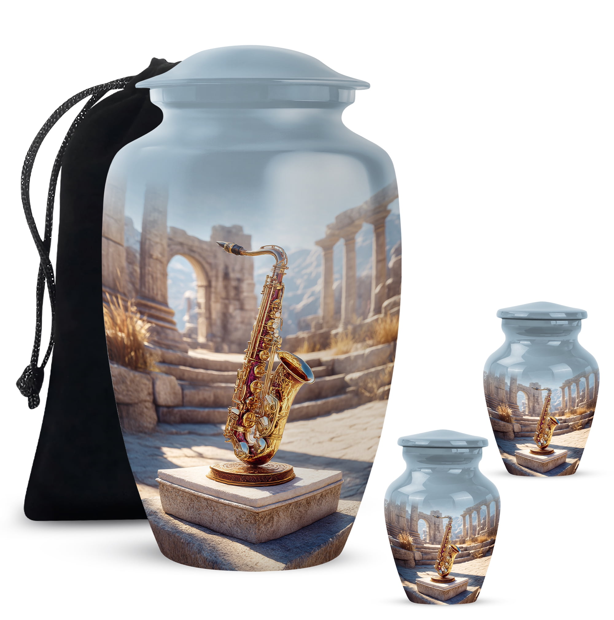 Yatskia Golden Saxophone Mini Funeral Keepsake Urns for Human Ashes ...
