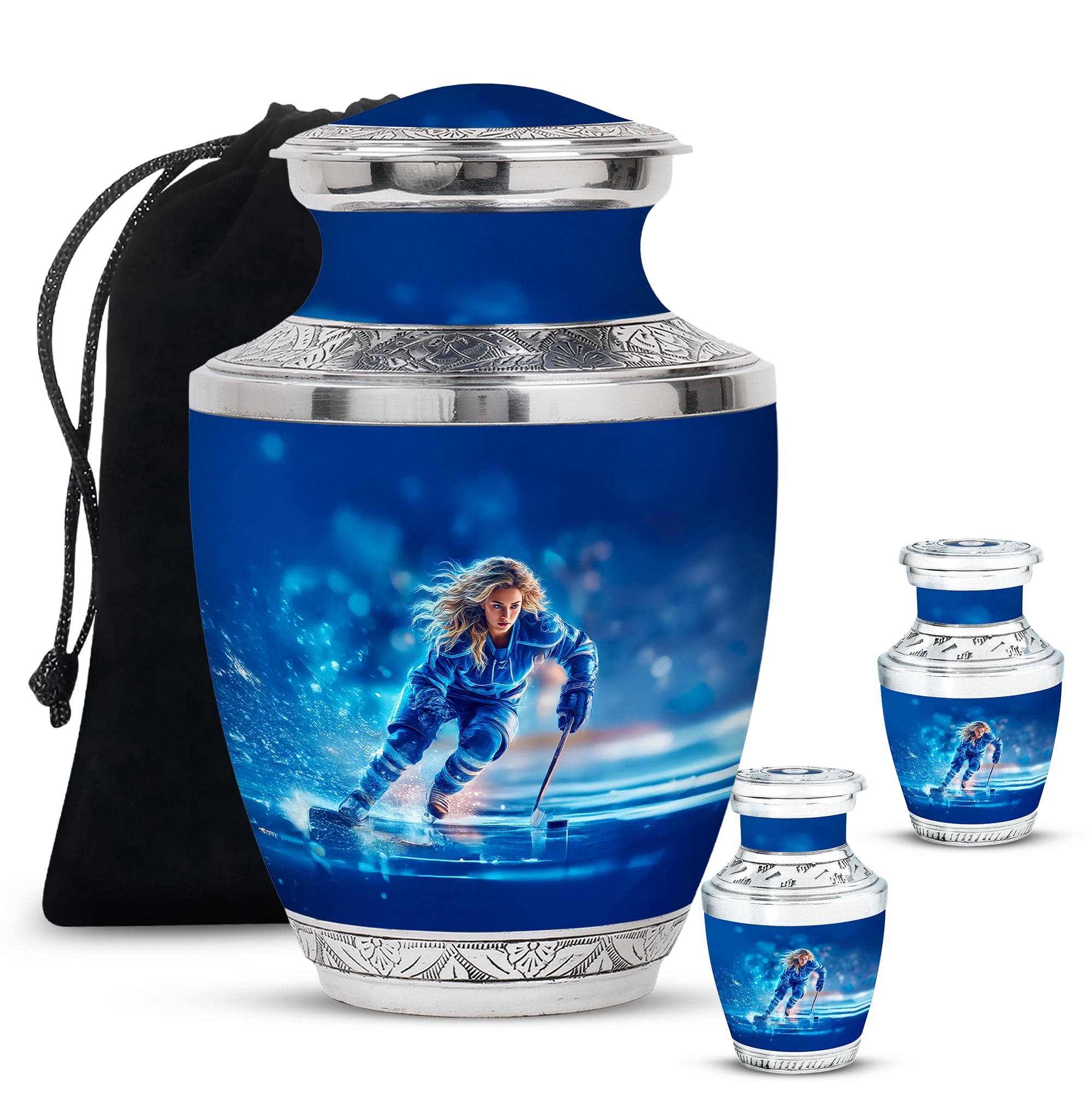 Yatskia Ice Hockey Girl Decorative Small Urns for Human Ashes Keepsake ...