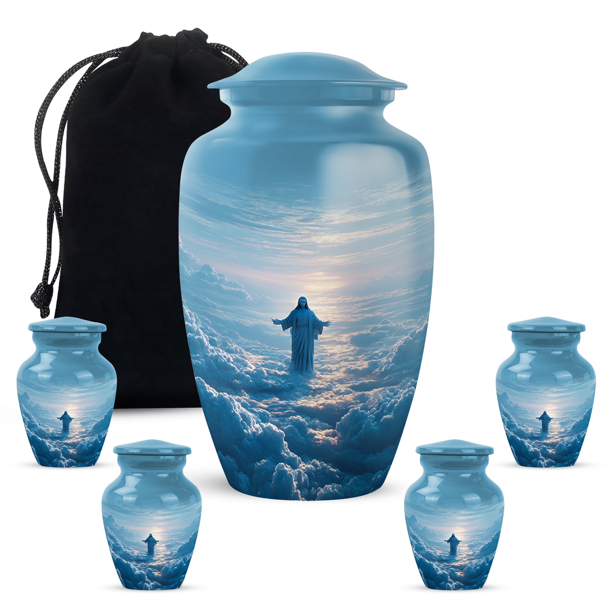 Yatskia Jesus Christ with Blue Clouds Little Funeral Keepsake Urns for ...