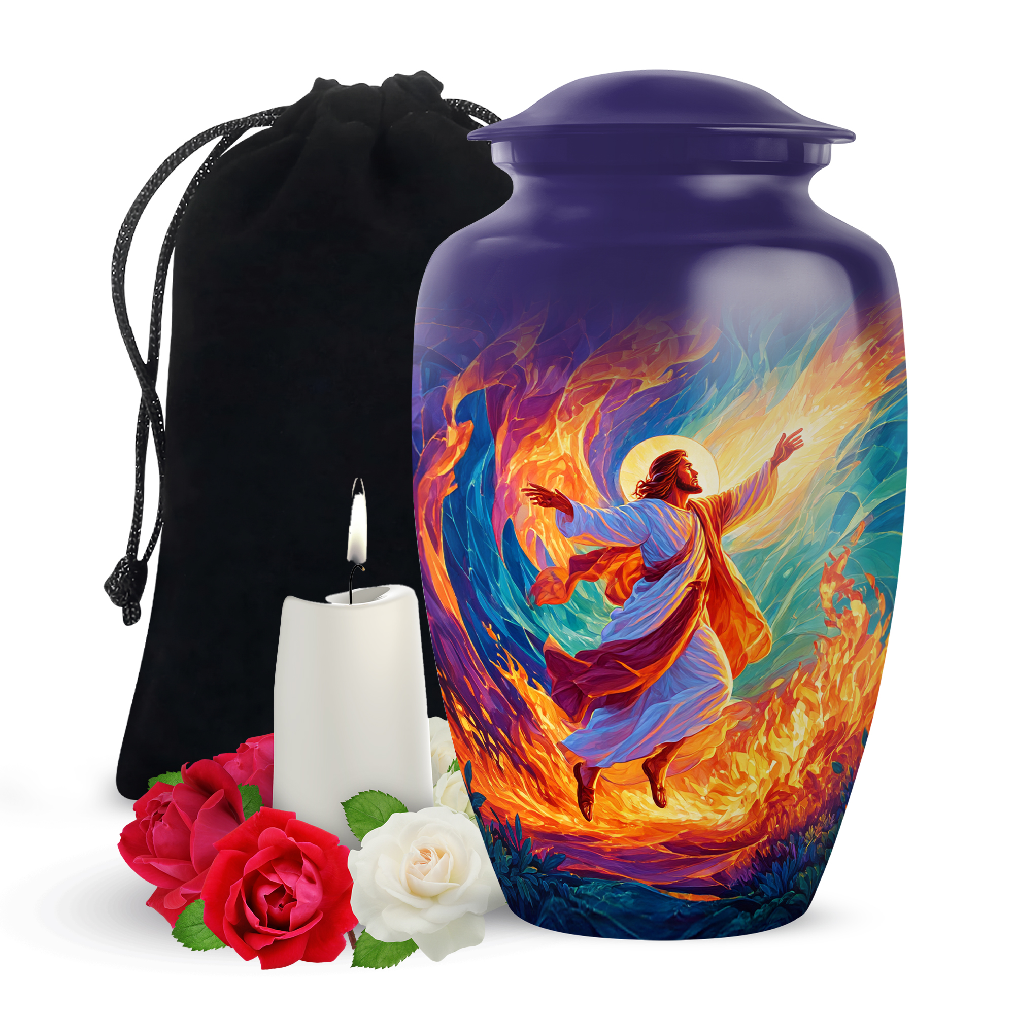 Yatskia Jesus Christ at Fire Large Funeral Urns for Human Ashes Adult ...