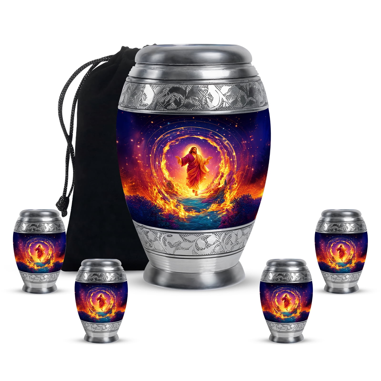Yatskia Jesus at Fire Mini Memorial Keepsake Urns for Human Ashes Adult ...