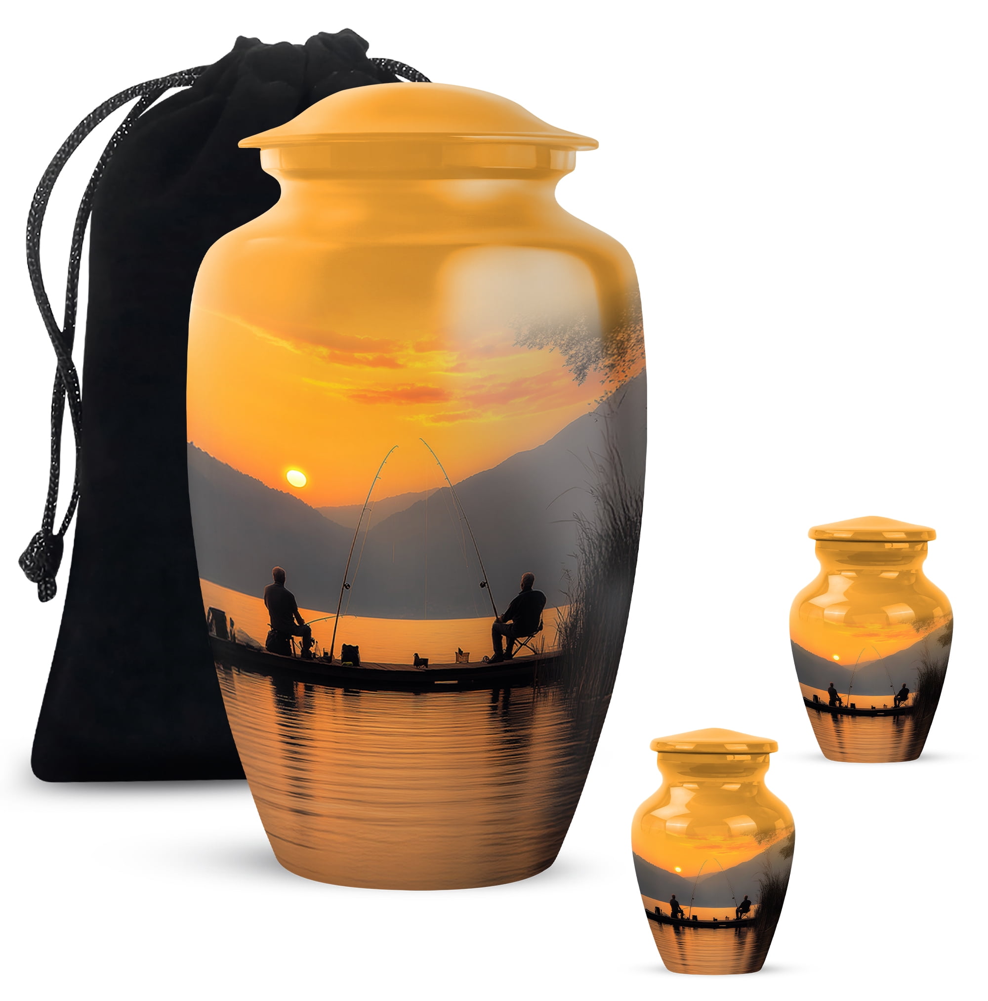 Yatskia Lake Fishing at Dusk Large Memorial Urns for Human Ashes Adult ...