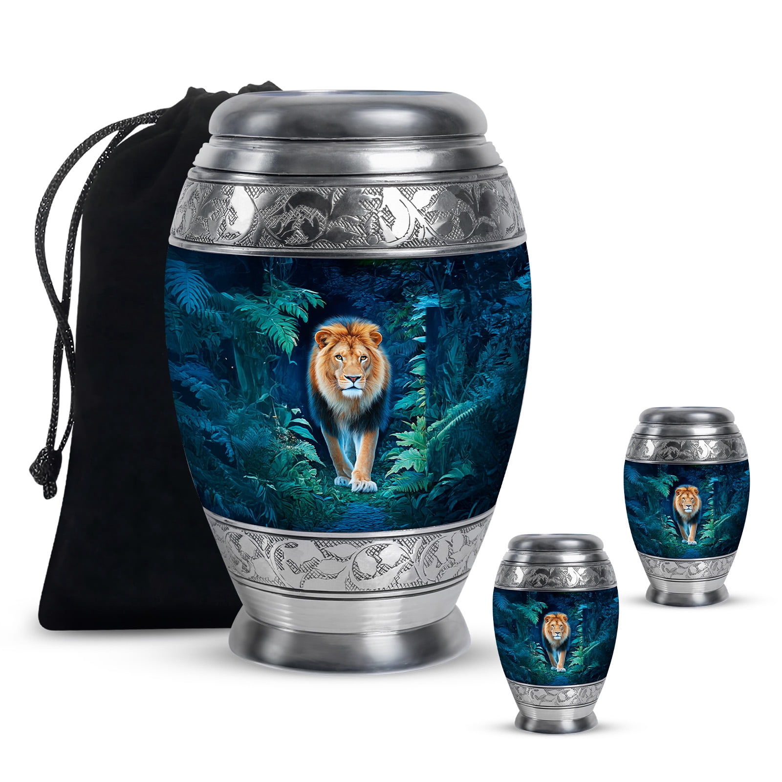 Yatskia Moonlight Jungle Lion Decorative Large Memorial Urns for Human ...