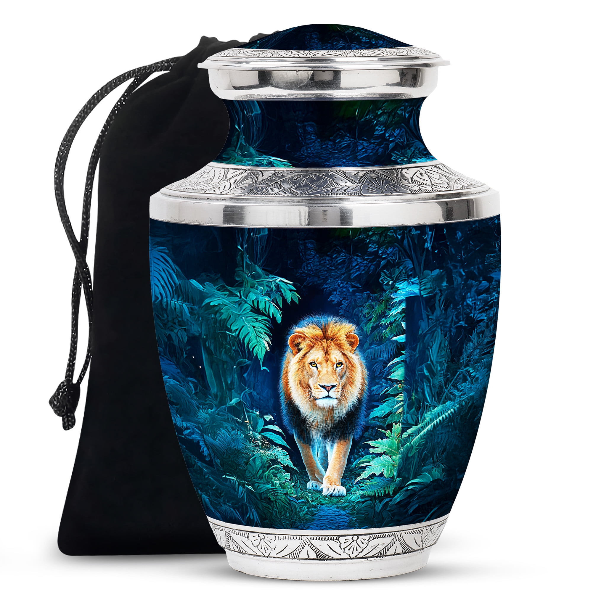 Yatskia Moonlight Jungle Lion Large Memorial Urns for Human Ashes Adult ...