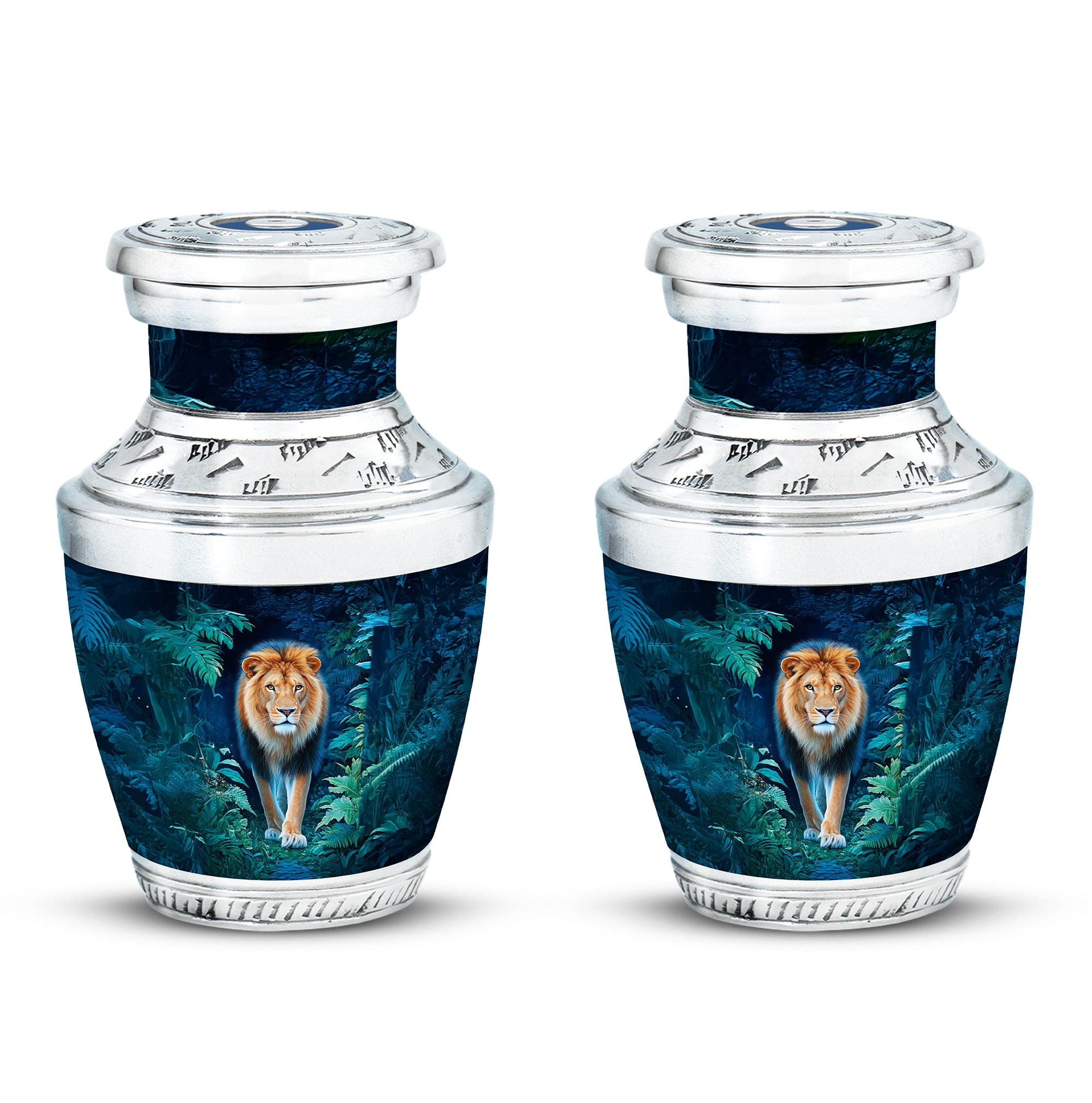 Yatskia Moonlight Jungle Lion Mini Cremation Urns for Human Ashes Adult Men and Women, Small Urn ...