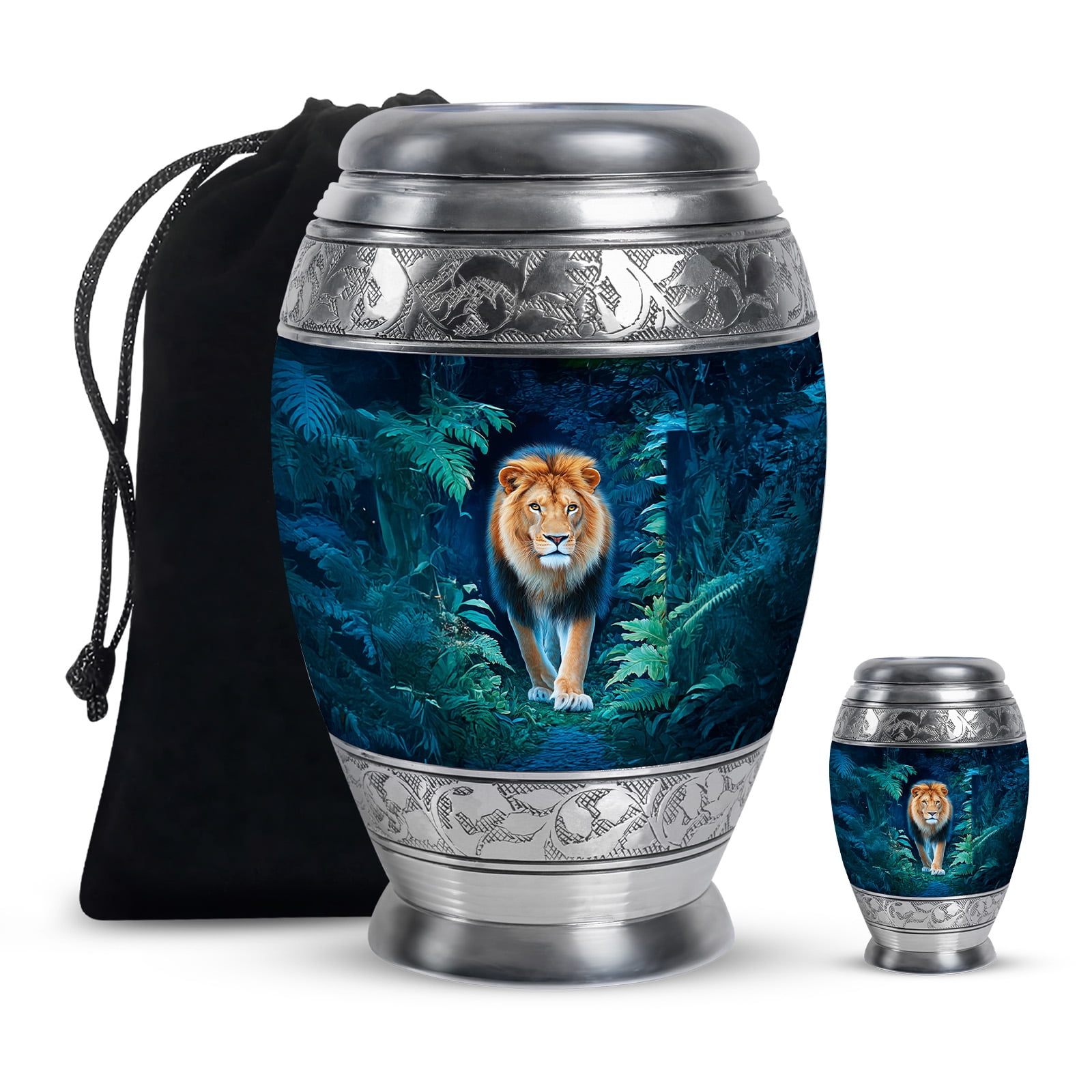 Yatskia Moonlight Jungle Lion Small Urns for Human Ashes Keepsake Adult ...