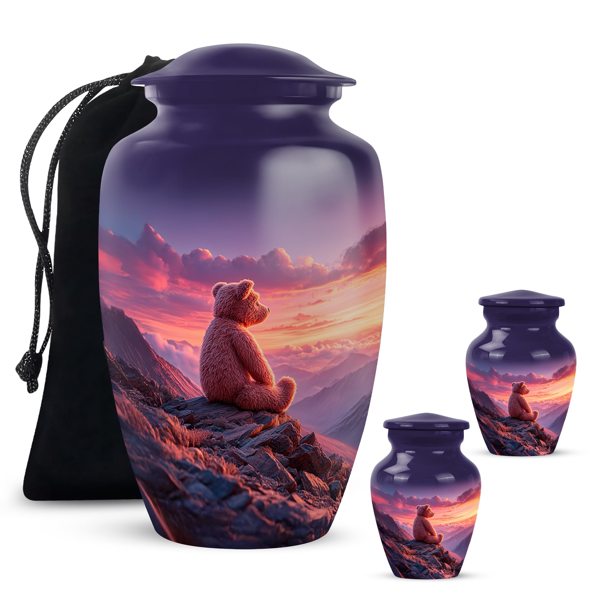 Yatskia Mountain View Teddy Bear Decorative Large Memorial Urn for Ash ...