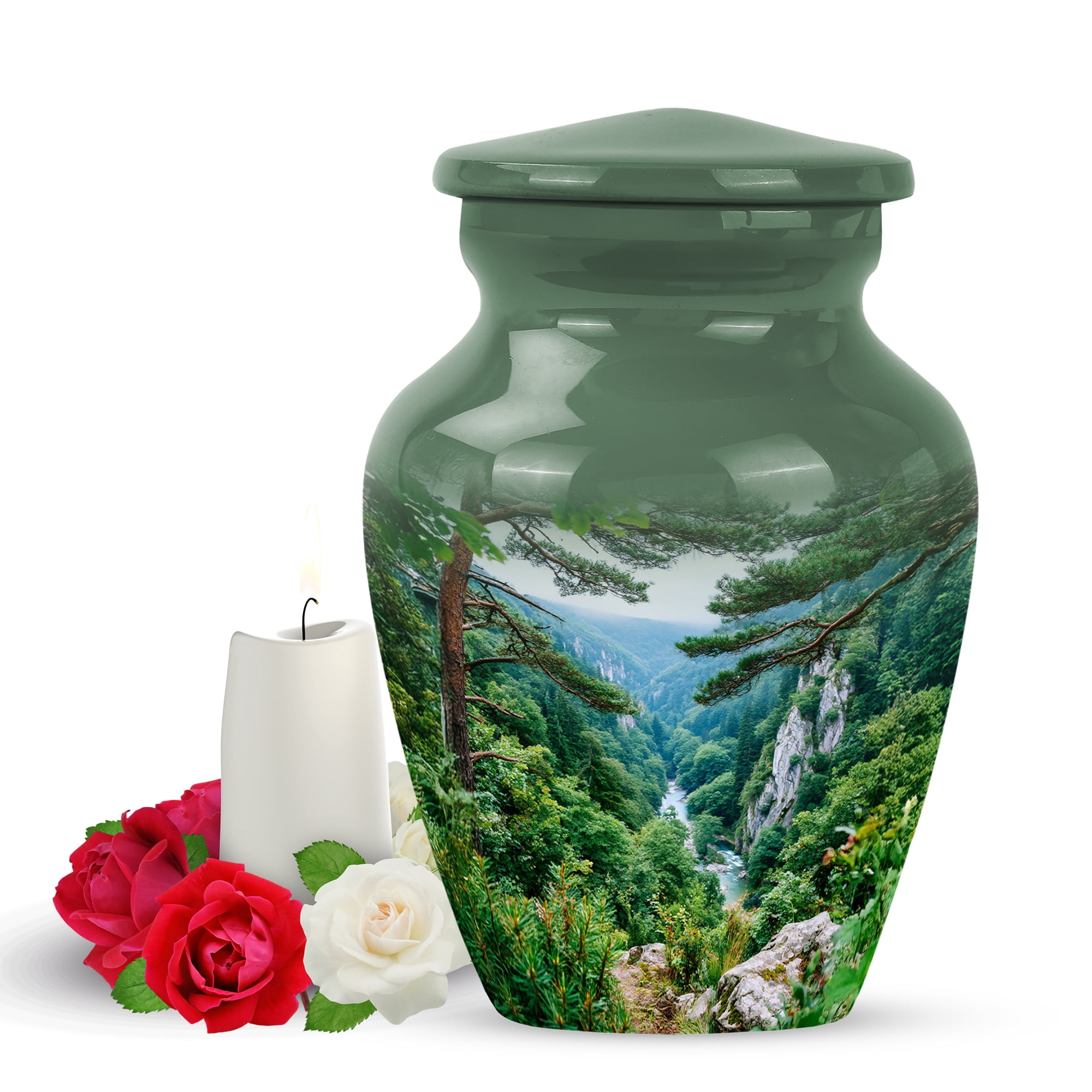 Yatskia Mountains with Green Forest Mini Memorial Keepsake Urns for ...