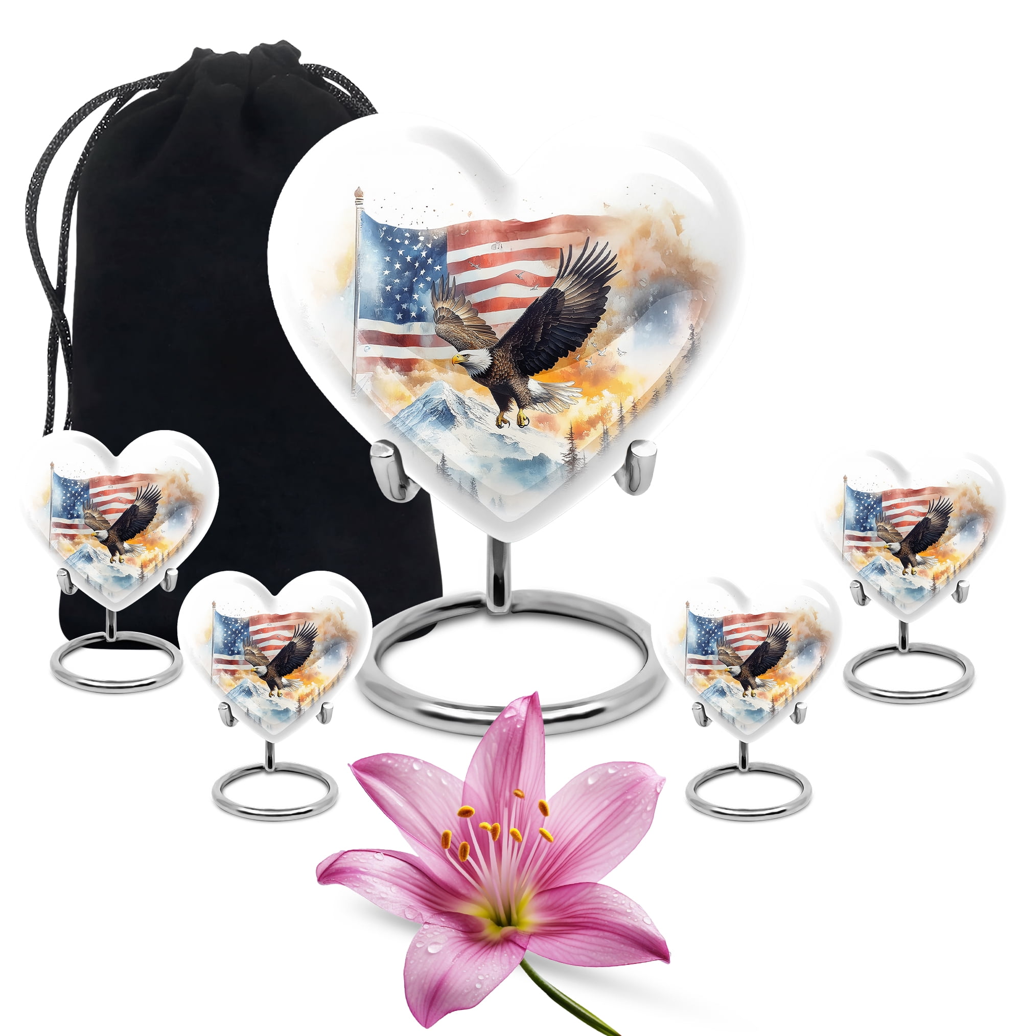 Yatskia Patriotic Eagle Decorative Mini White Memorial Urns for Human ...