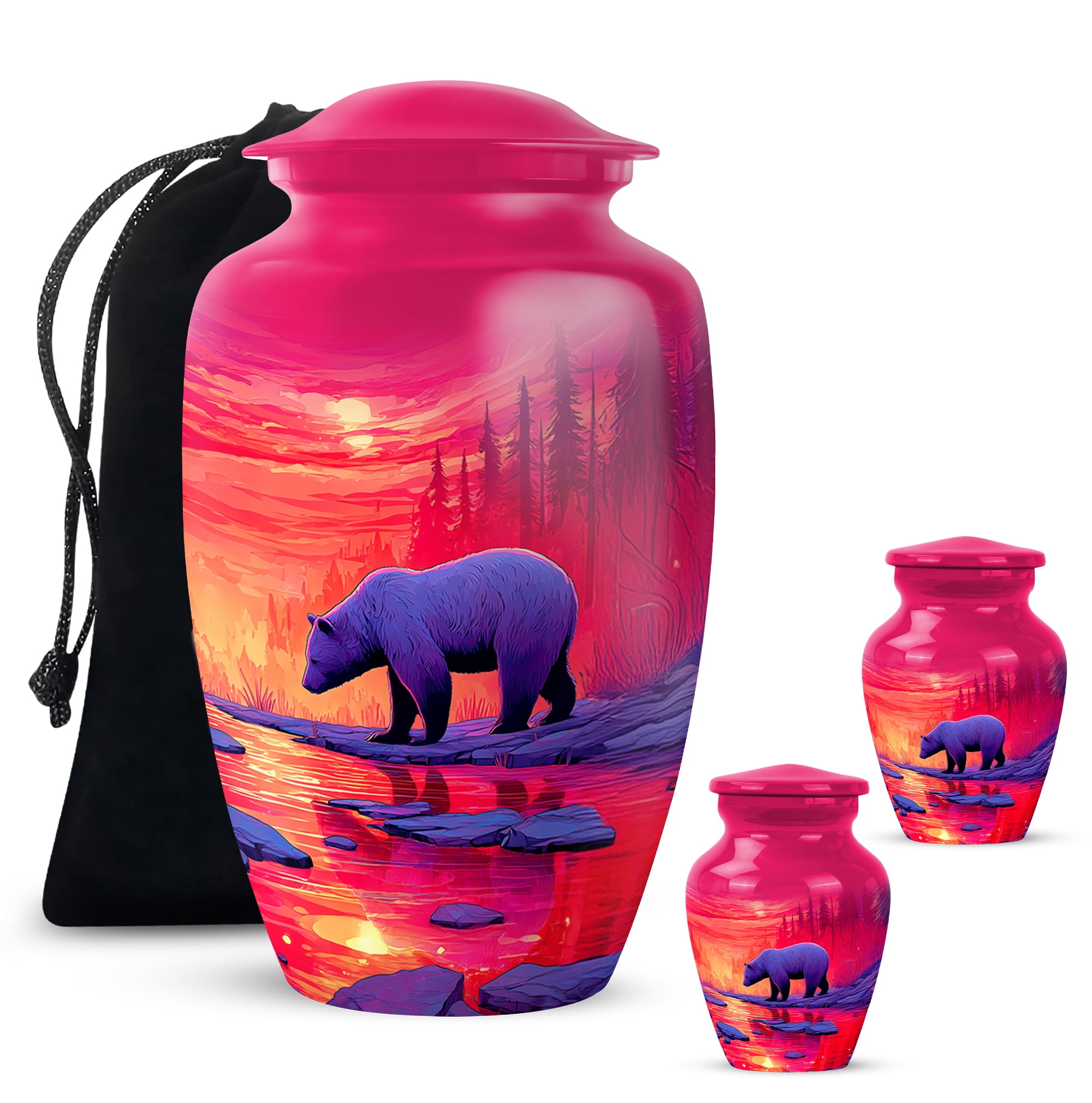 Yatskia Purple Bear Mini Cremation Urns for Human Ashes Adult Male and ...