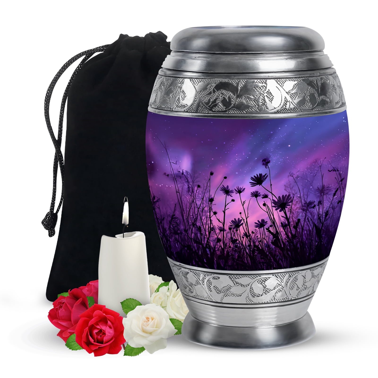 Yatskia Purple Daisy Urns for Human Ashes Adult Man, Cremation Burial ...