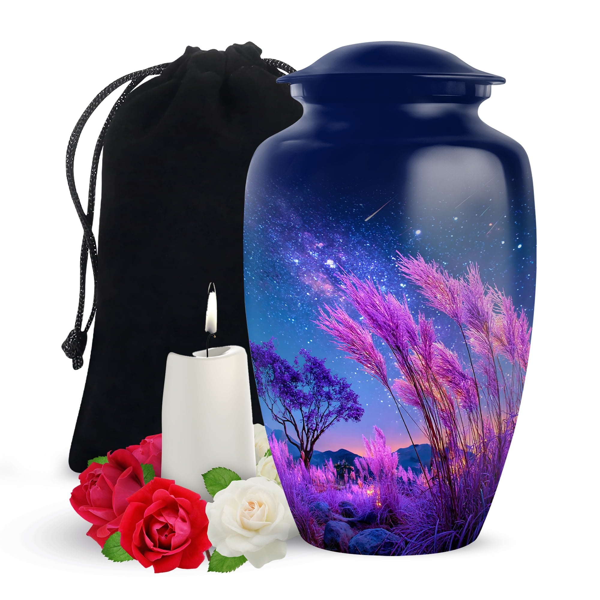 Yatskia Purple Lavender Grass Large Funeral Urns for Human Ashes Adult Mother and Father ...