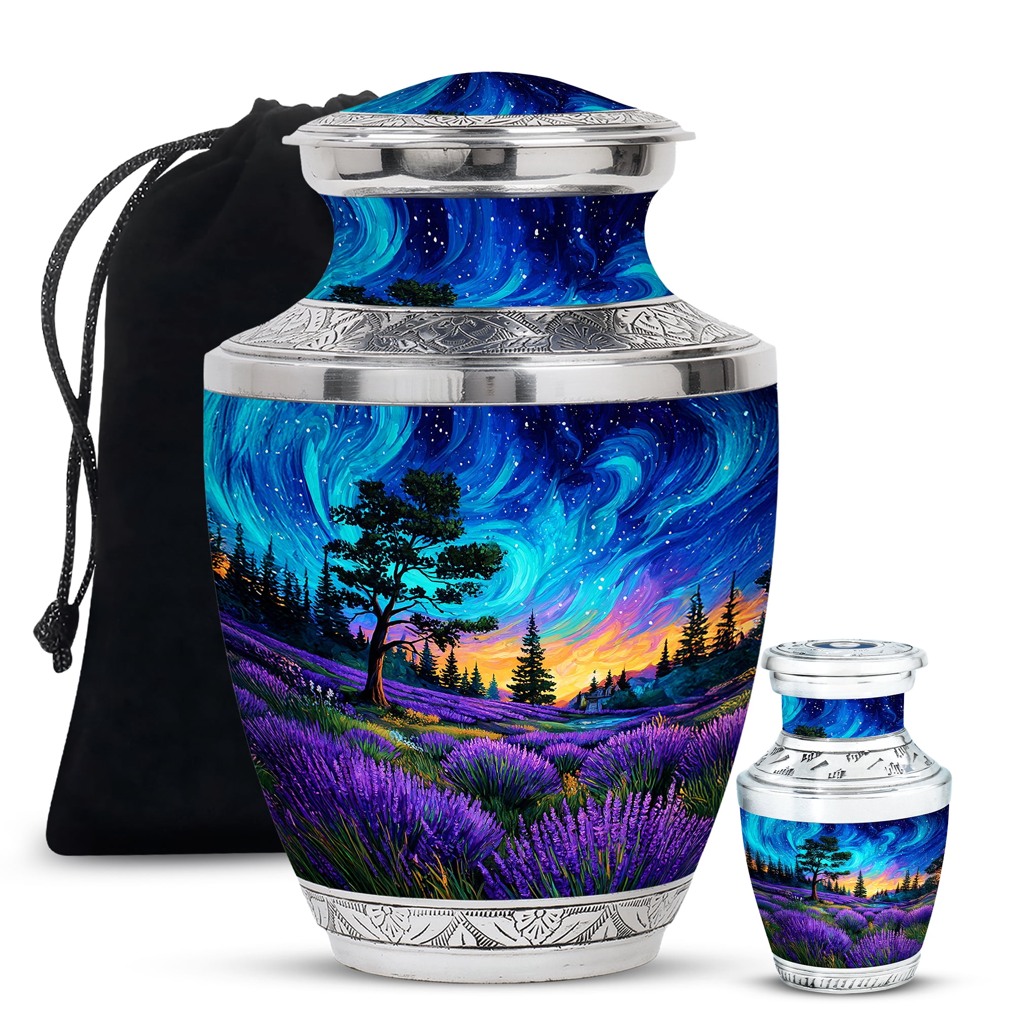 Yatskia Purple Lavender Grass with Tree Large Memorial Urns for Human ...