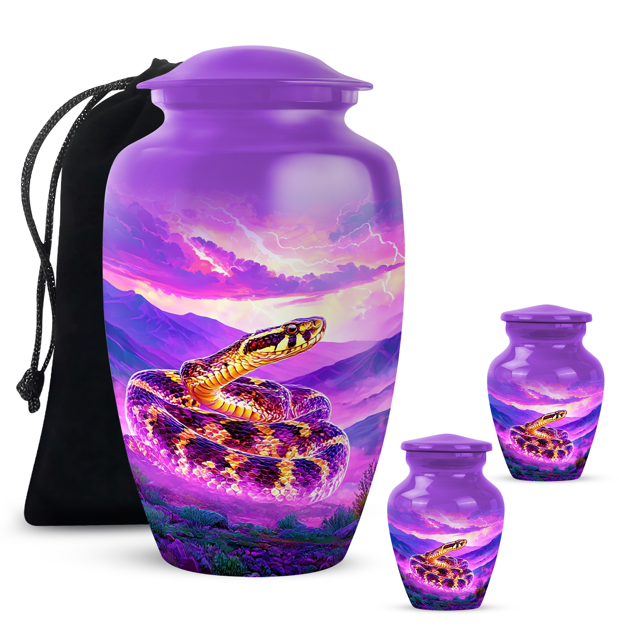 Yatskia Purple Snake with Thunderstorm Large Memorial Urns for Human ...