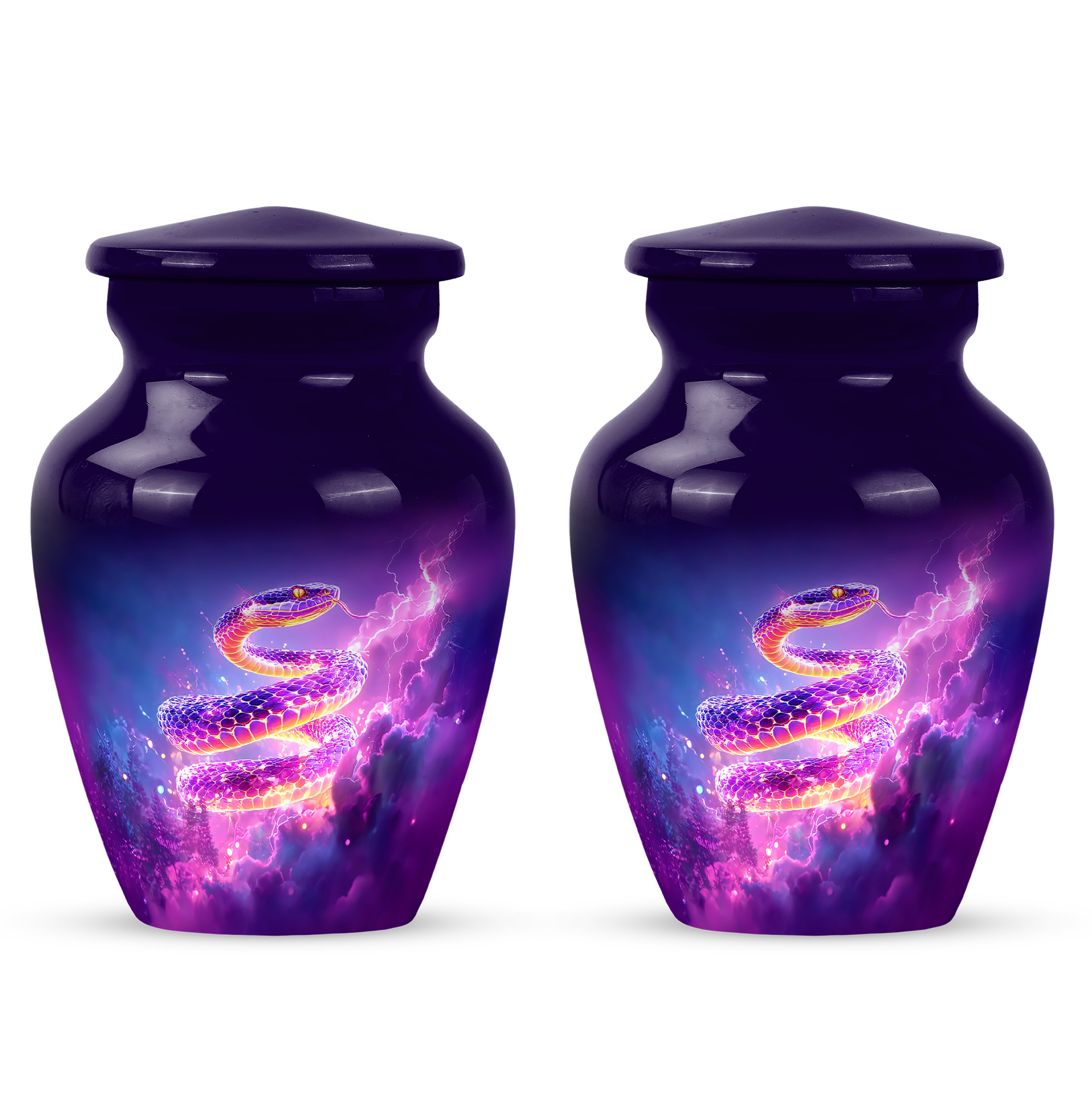 Yatskia Purple Snake with Thunderstorm Little Cremation Keepsake Urn ...