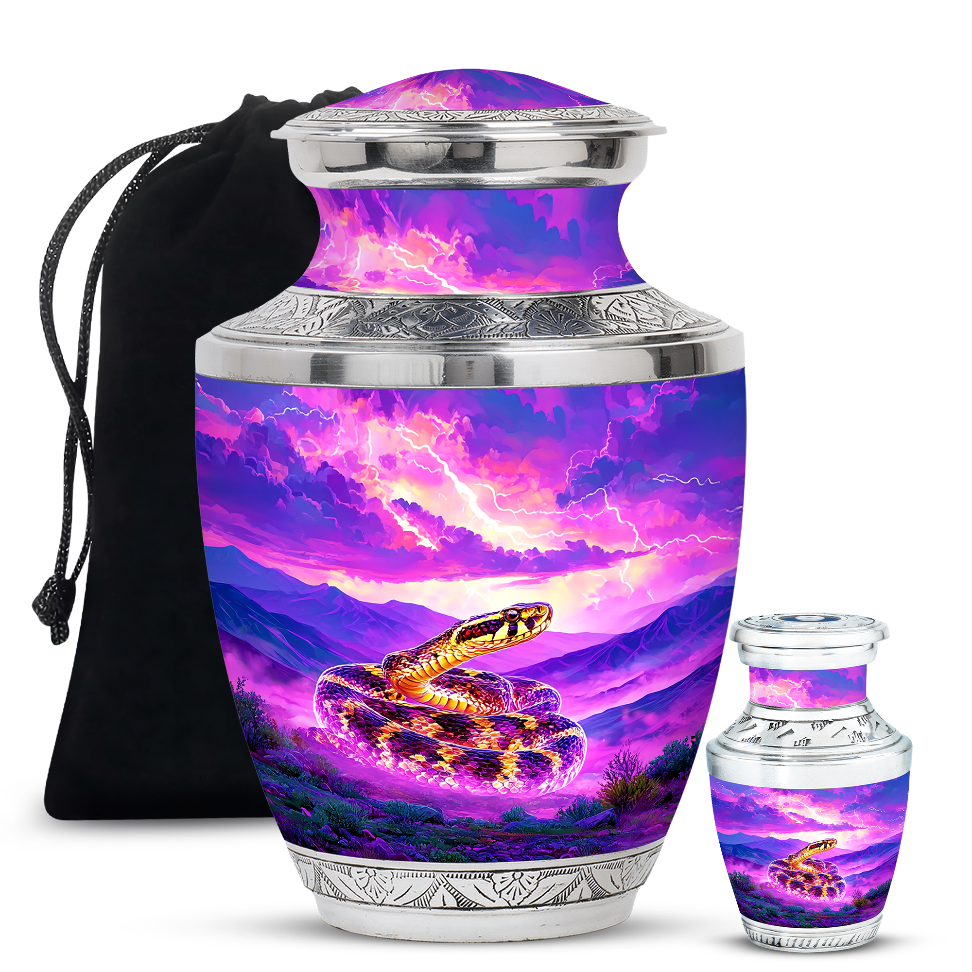 Yatskia Purple Snake with Thunderstorm Small Memorial Keepsake Urns for ...