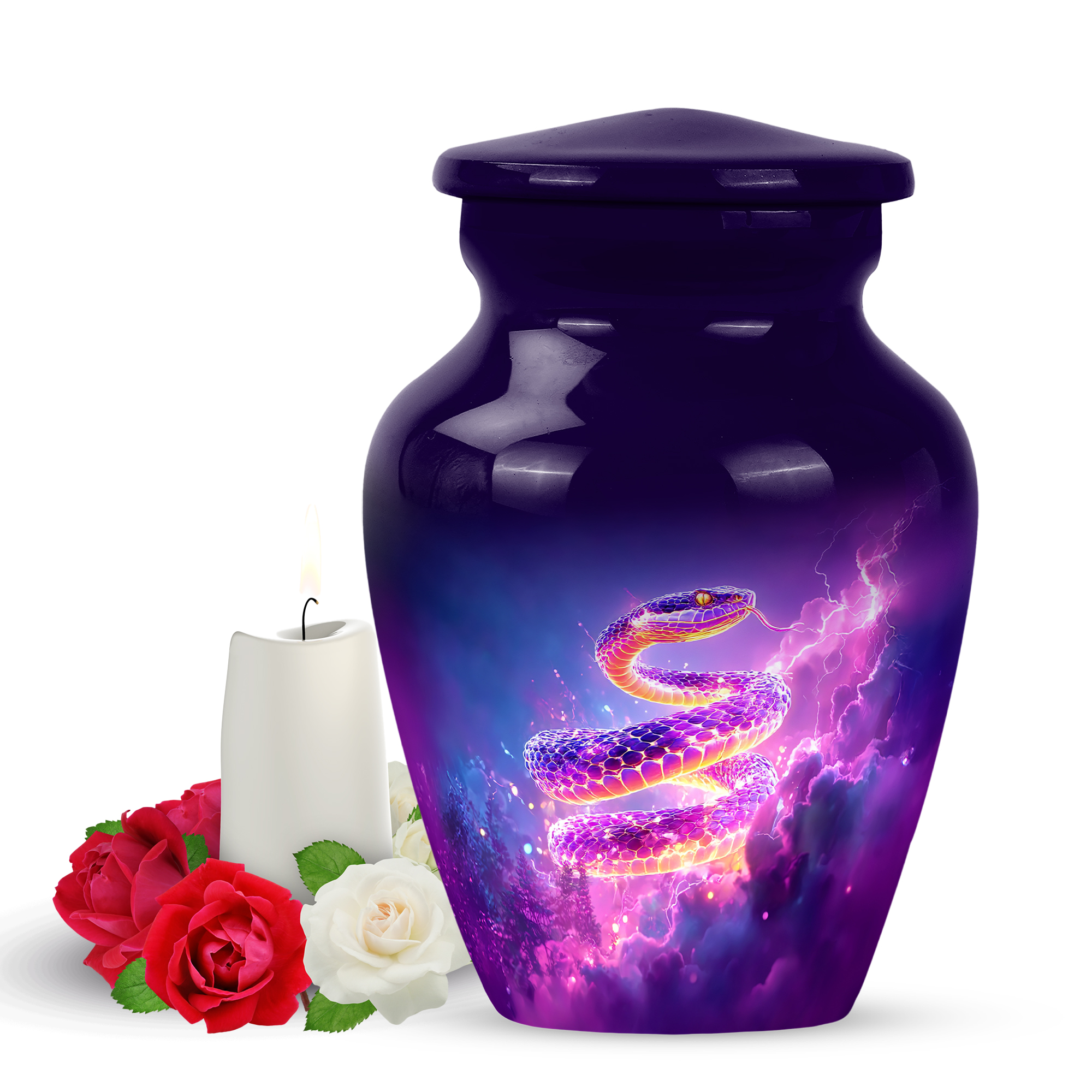 Yatskia Purple Snake with Thunderstorm Small Urns for Human Ashes ...