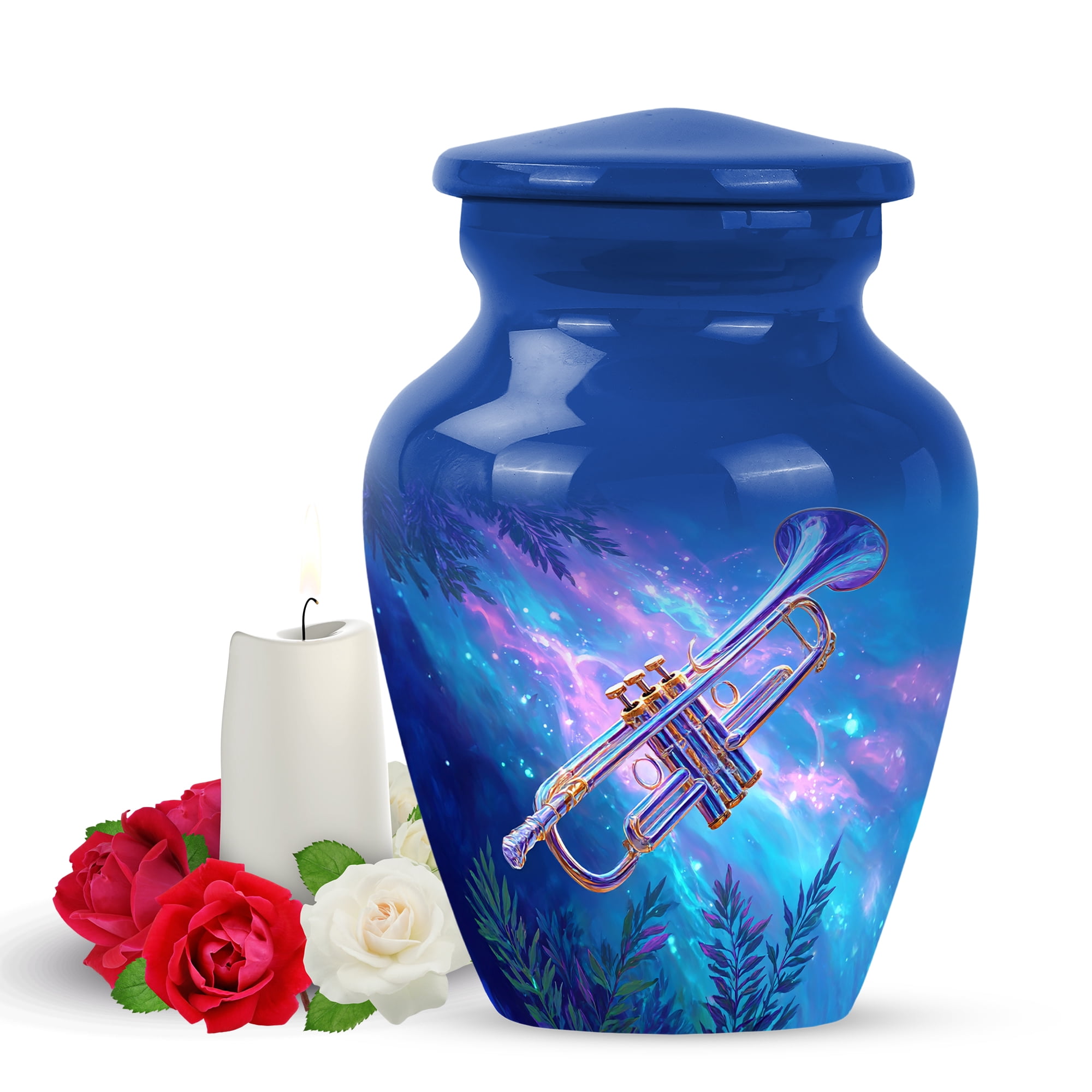 Yatskia Purple Trumpet with Northern Lights Small Memorial Keepsake Urn ...