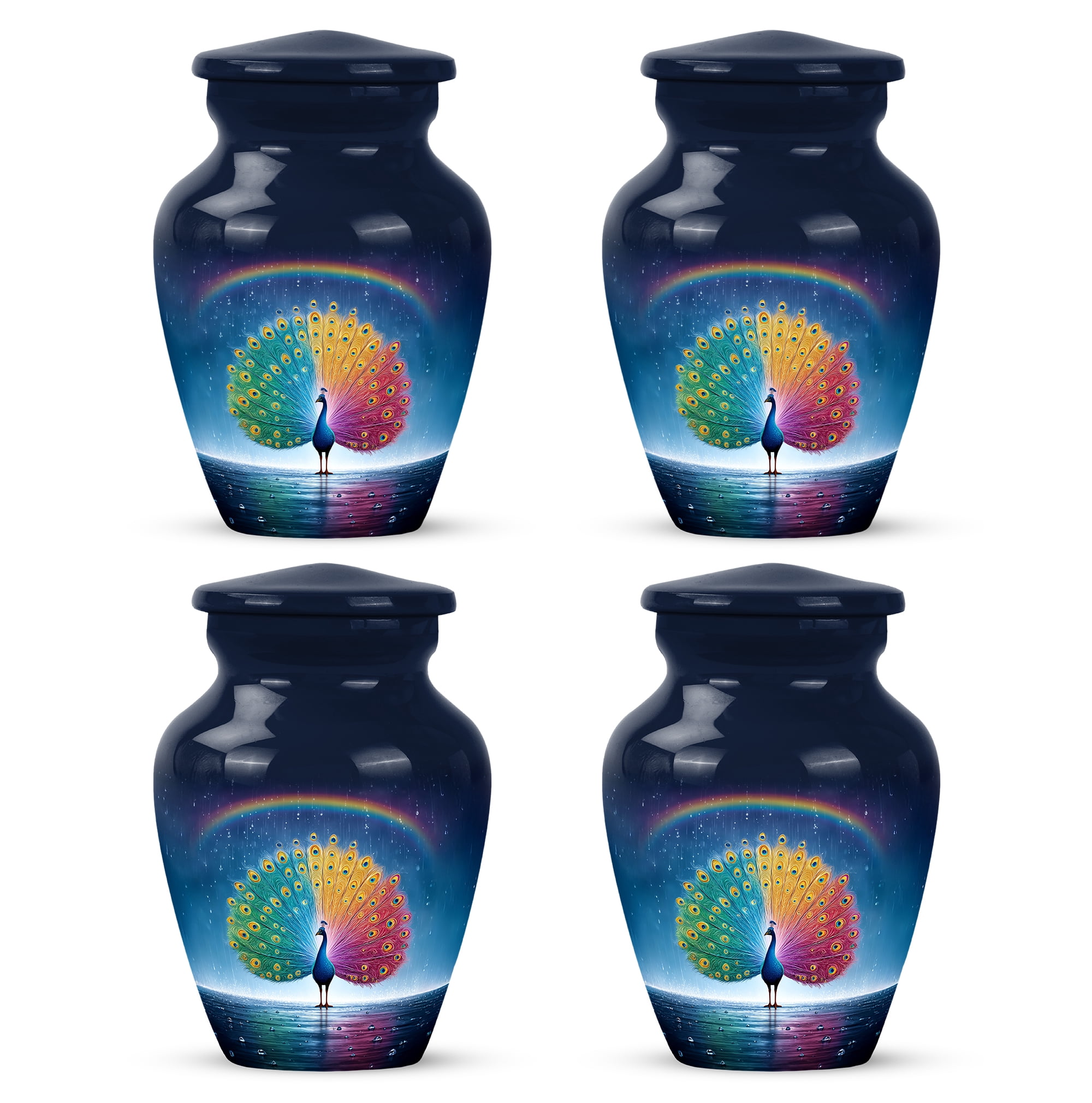 Yatskia Rainbow Rainy Peacock Mini Memorial Urn for Adult Ashes Mom and ...