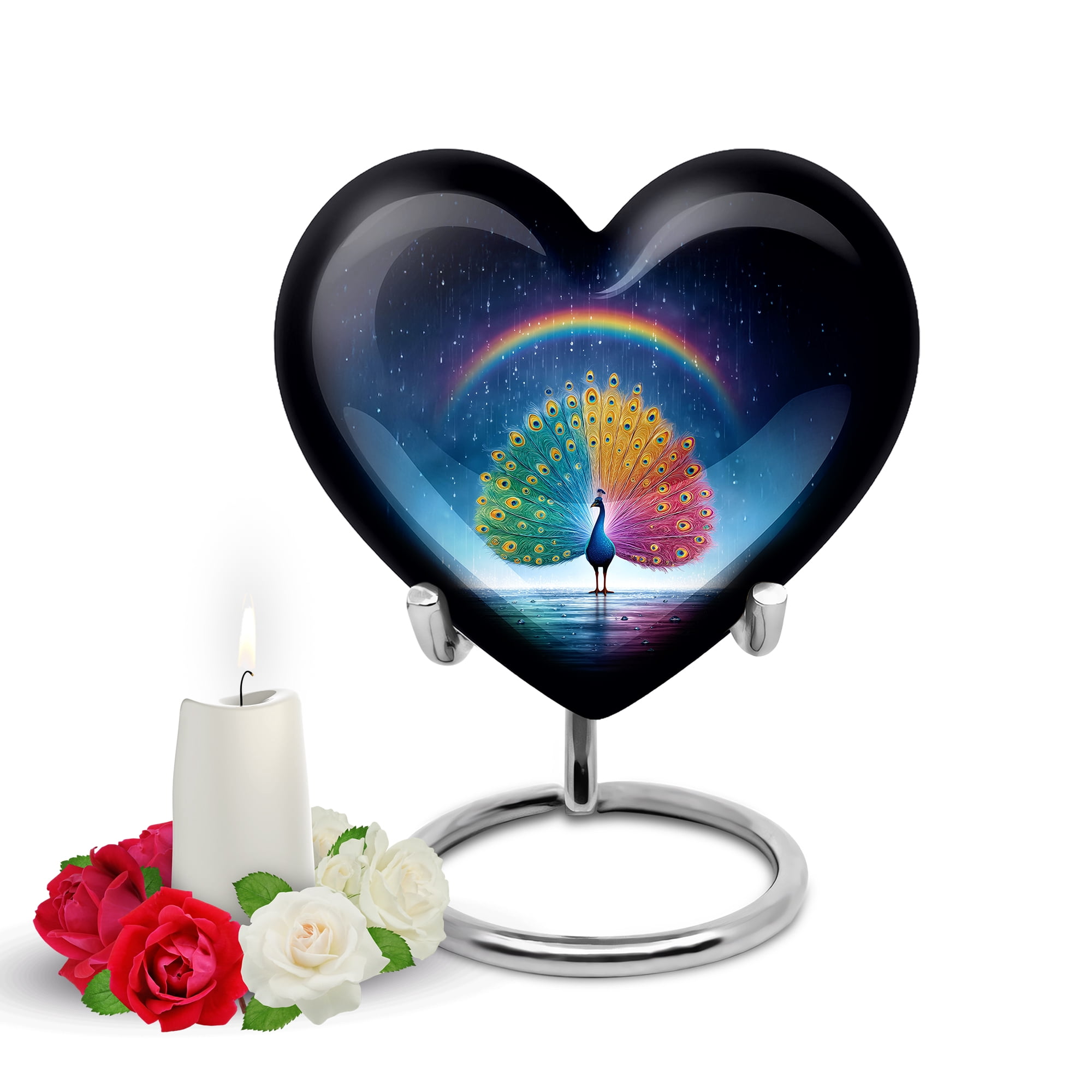 Yatskia Rainbow Rainy Peacock Small Urns for Human Ashes Adult Male and ...