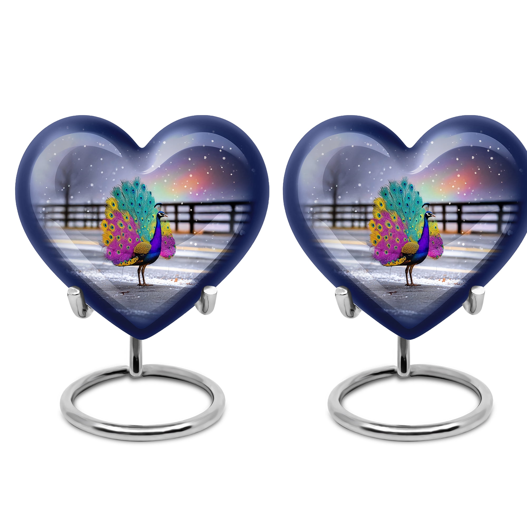 Yatskia Rainy Peacock Little Urn for Adult Ashes Mother and Father, Small Urns for Human Ashes ...