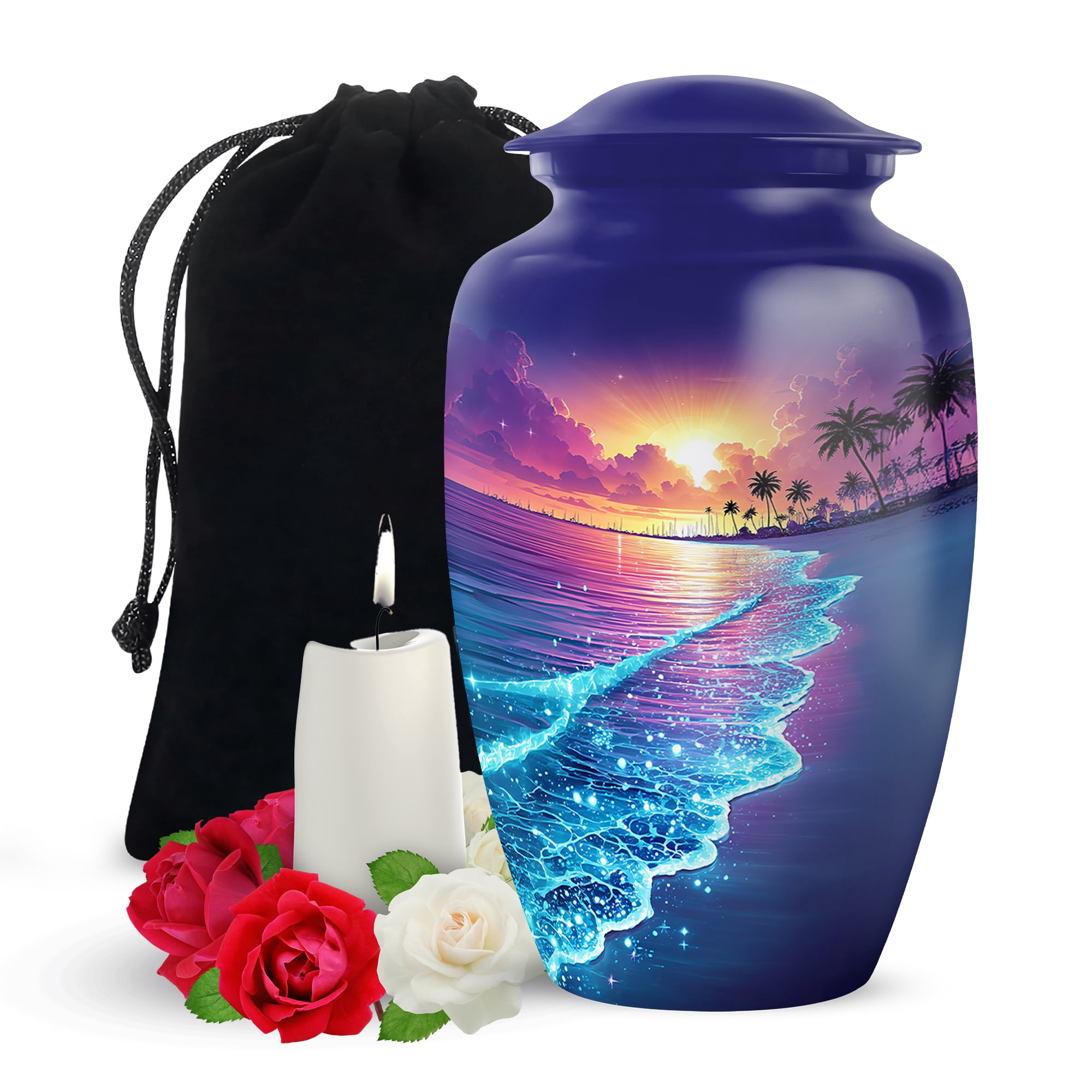 Yatskia Sparkling Beach Purple Urns for Human Ashes Adult Male and ...