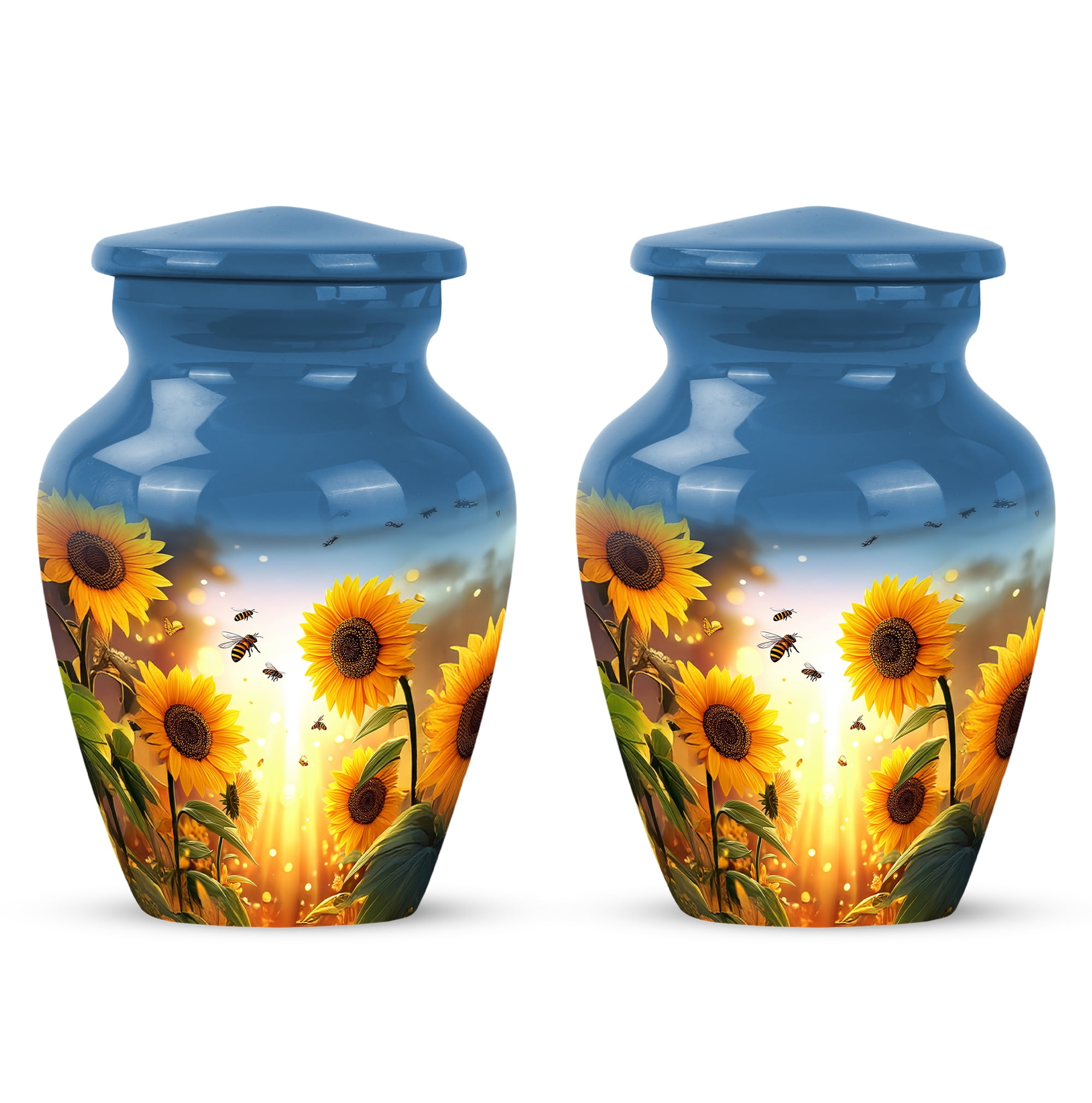 Yatskia Sunflower with Bees Little Keepsake Urn for Adult Ashes Mother ...
