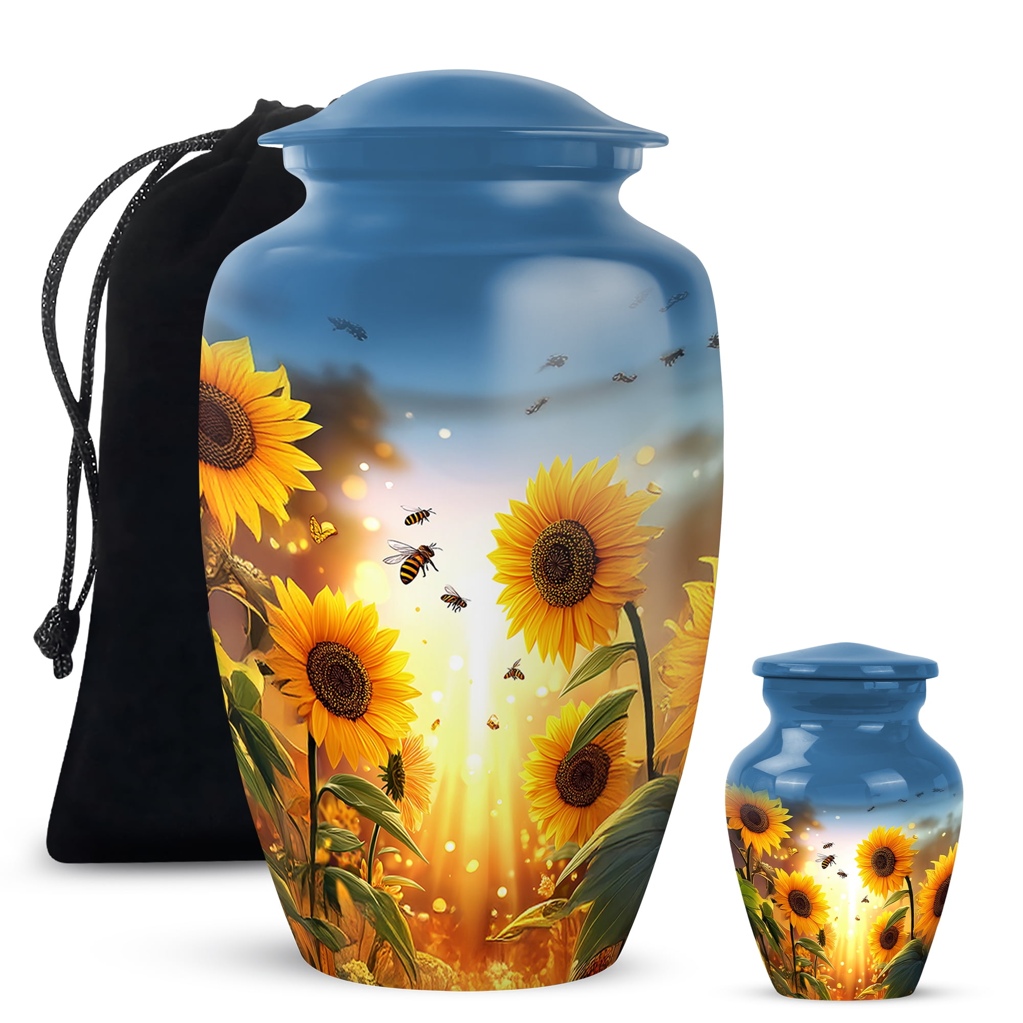 Yatskia Sunflower with Bees Small Funeral Keepsake Urns for Human Ashes ...