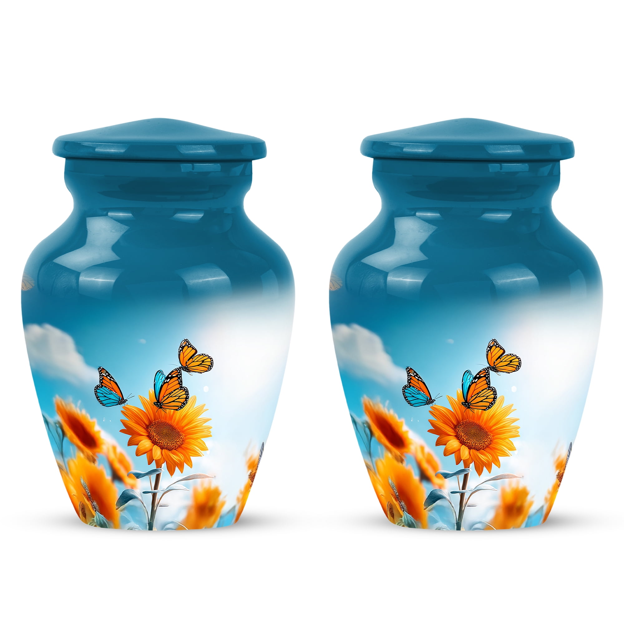 Yatskia Sunflower with Butterflies Little Keepsake Urn for Adult Ash Brother and Sister, Mini ...