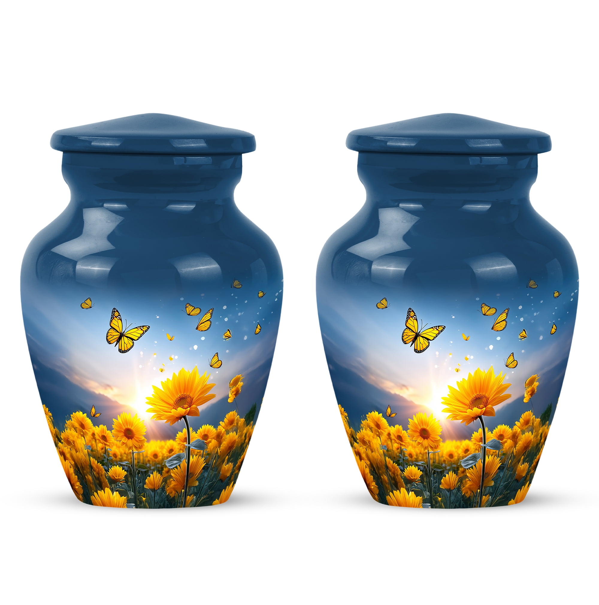 Yatskia Sunflower with Butterflies Mini Memorial Urns for Human Ashes ...