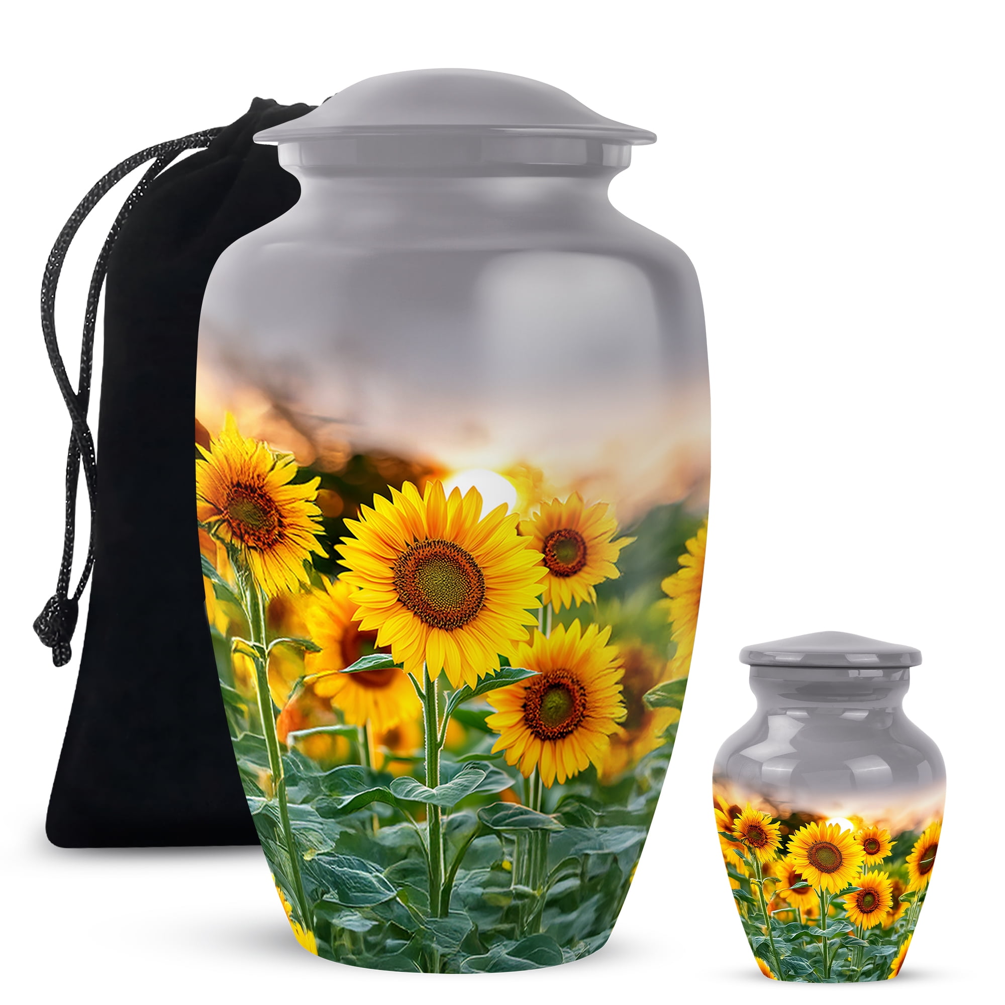 Yatskia Sunflower with Sunset Decorative Large Cremation Urns for Human Ashes Adult Male and ...